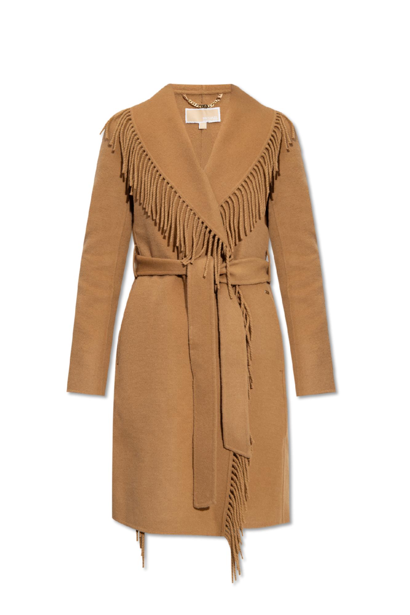 MICHAEL Michael Kors Fringed Coat in Natural | Lyst