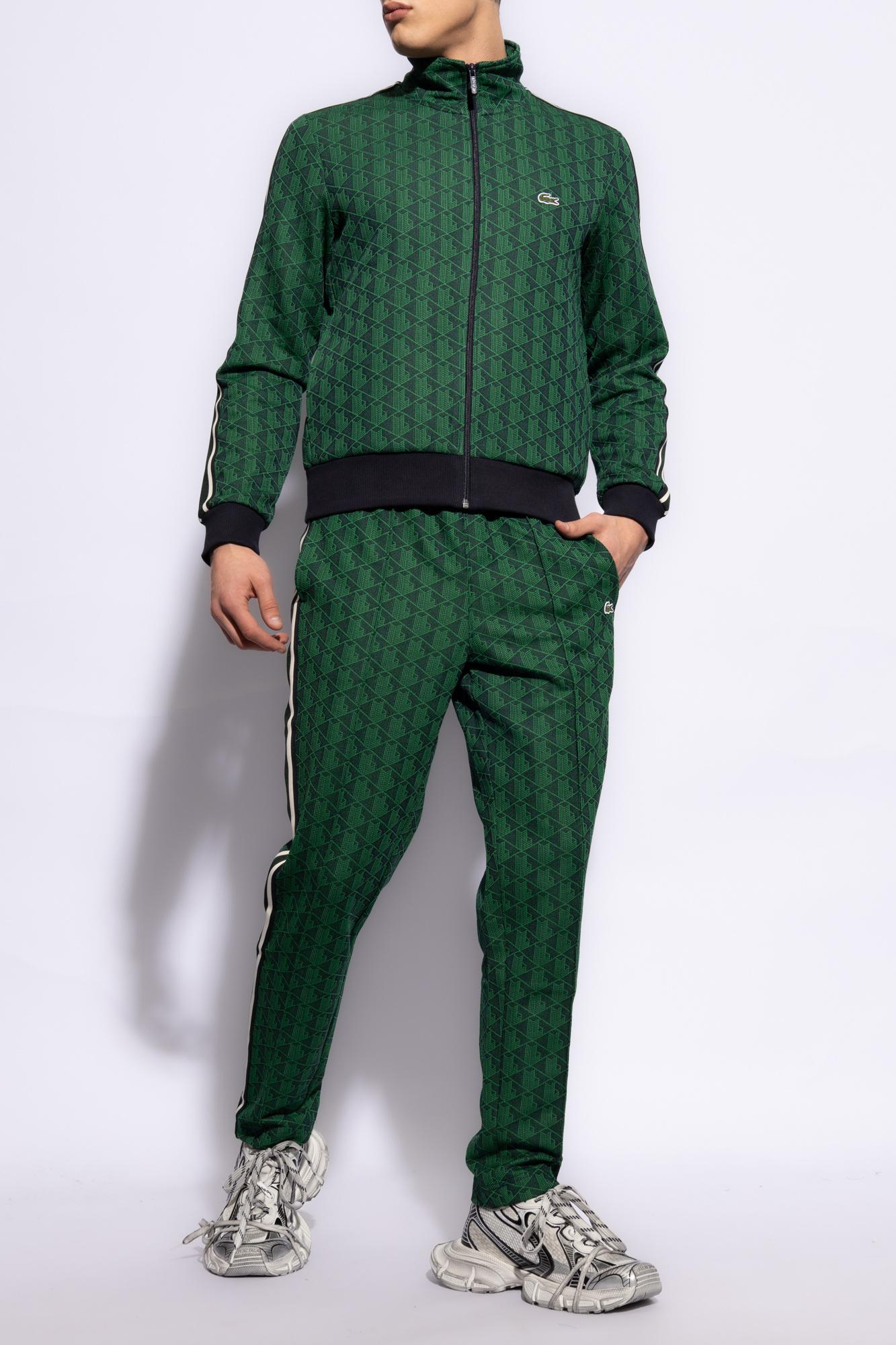 Lacoste Track Jacket With Monogram, in Green for Men | Lyst