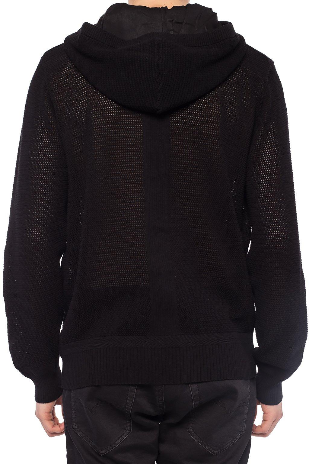 DIESEL Cotton Hooded Openwork Sweater in Black for Men - Lyst