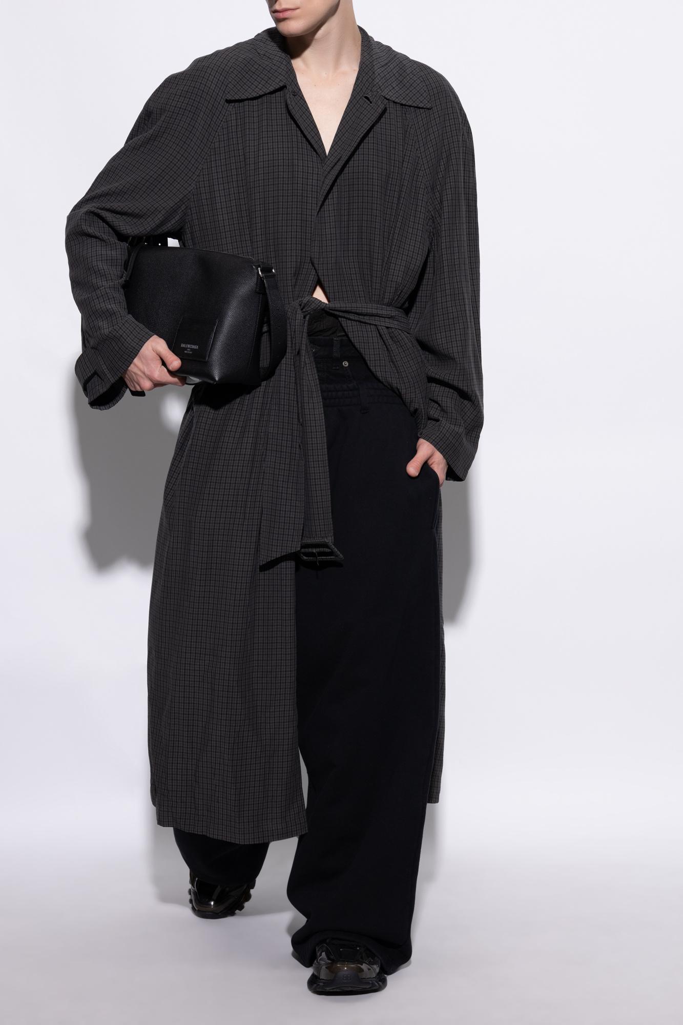 Balenciaga Coat With Check Pattern in Black for Men | Lyst