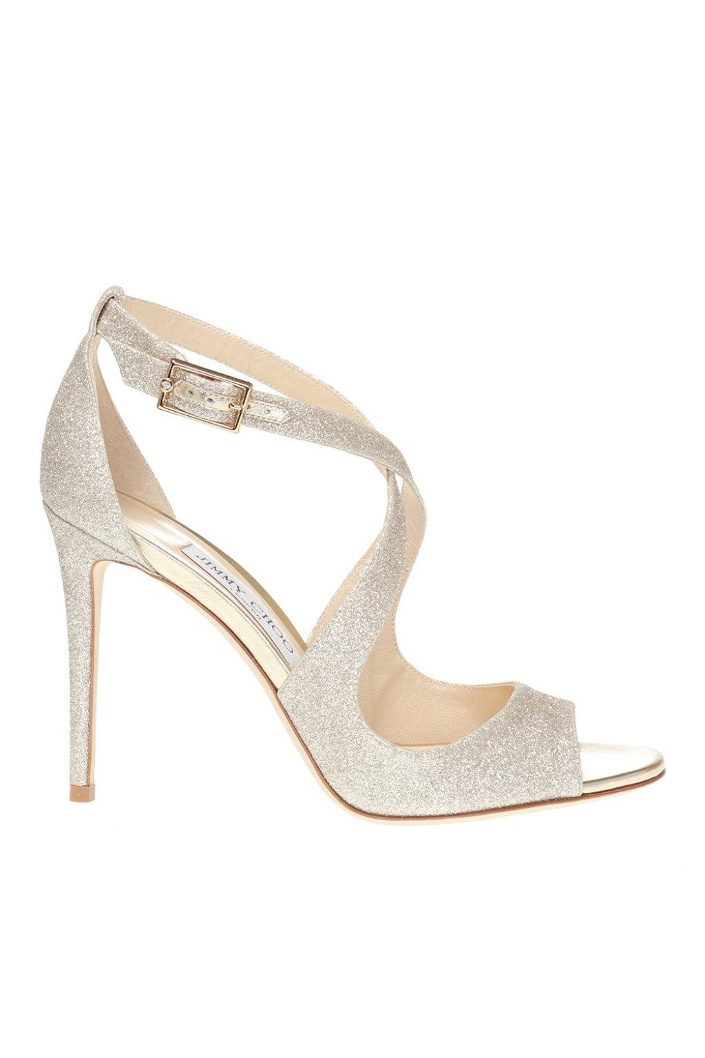 Jimmy Choo Leather 'emily' Stiletto Sandals in Silver (Metallic) - Lyst
