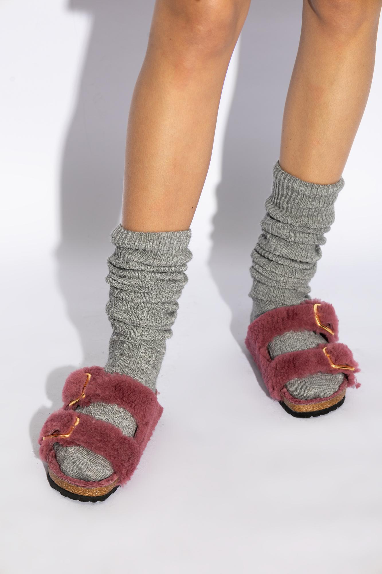 Birkenstock Slides Arizona Big Buckle Teddy Rive Logo Os in Pink | Lyst
