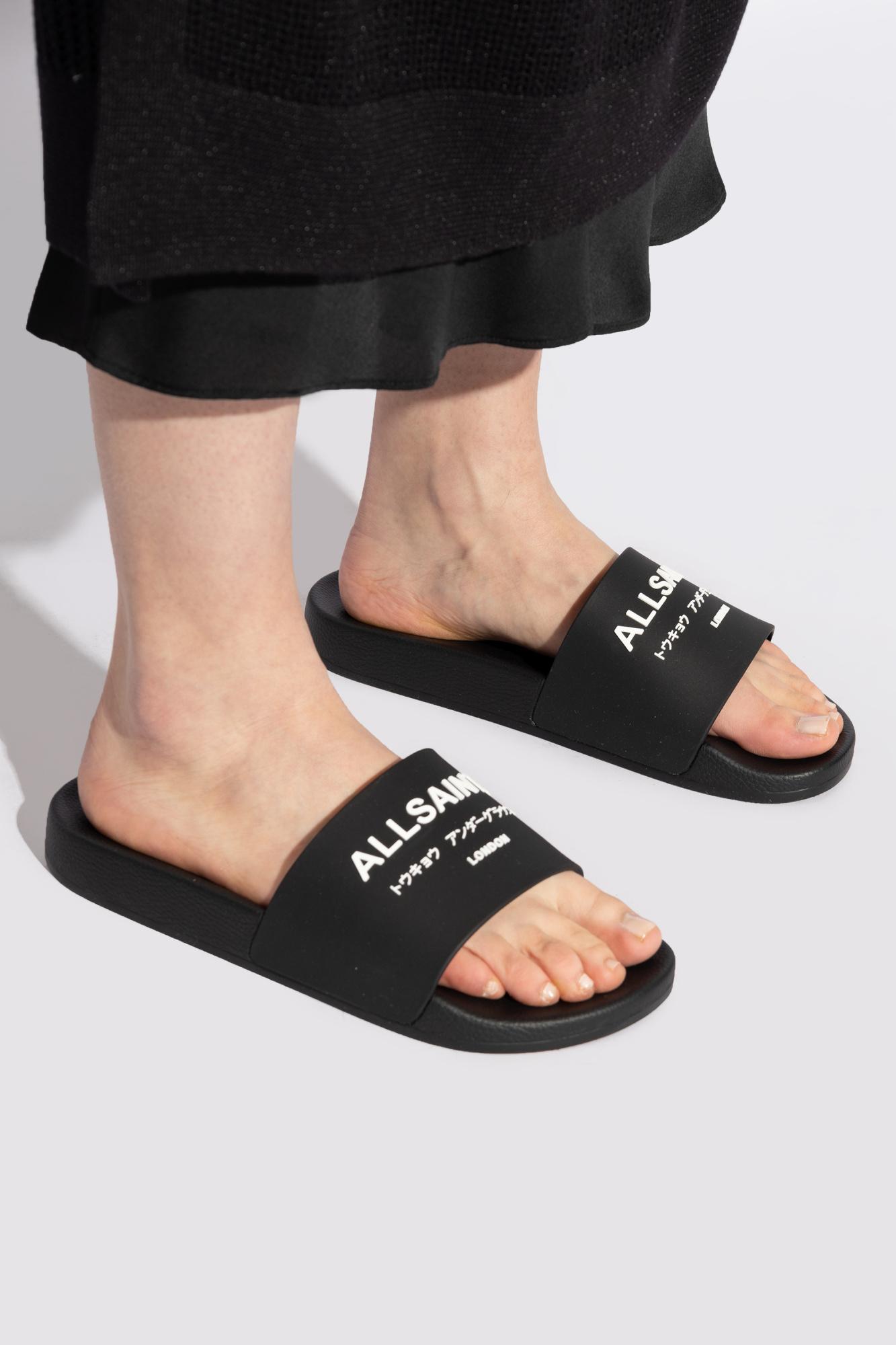 AllSaints Rubber Slides 'Underground' in Black | Lyst