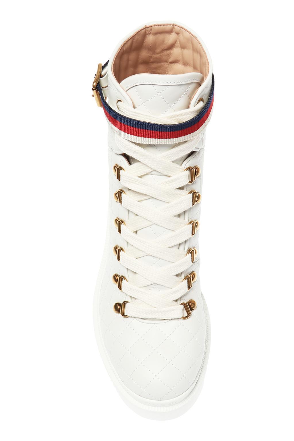 Gucci Leather Heeled Ankle Boots in White - Save 18% - Lyst