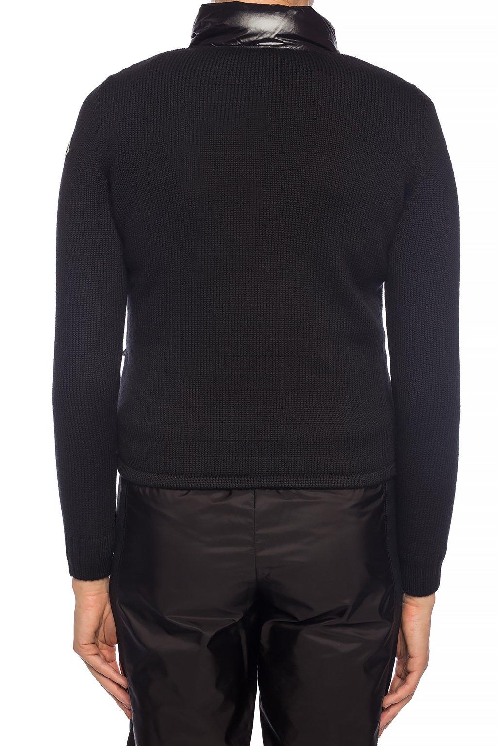 Moncler Wool Sweater With Quilted Insert in Black - Lyst