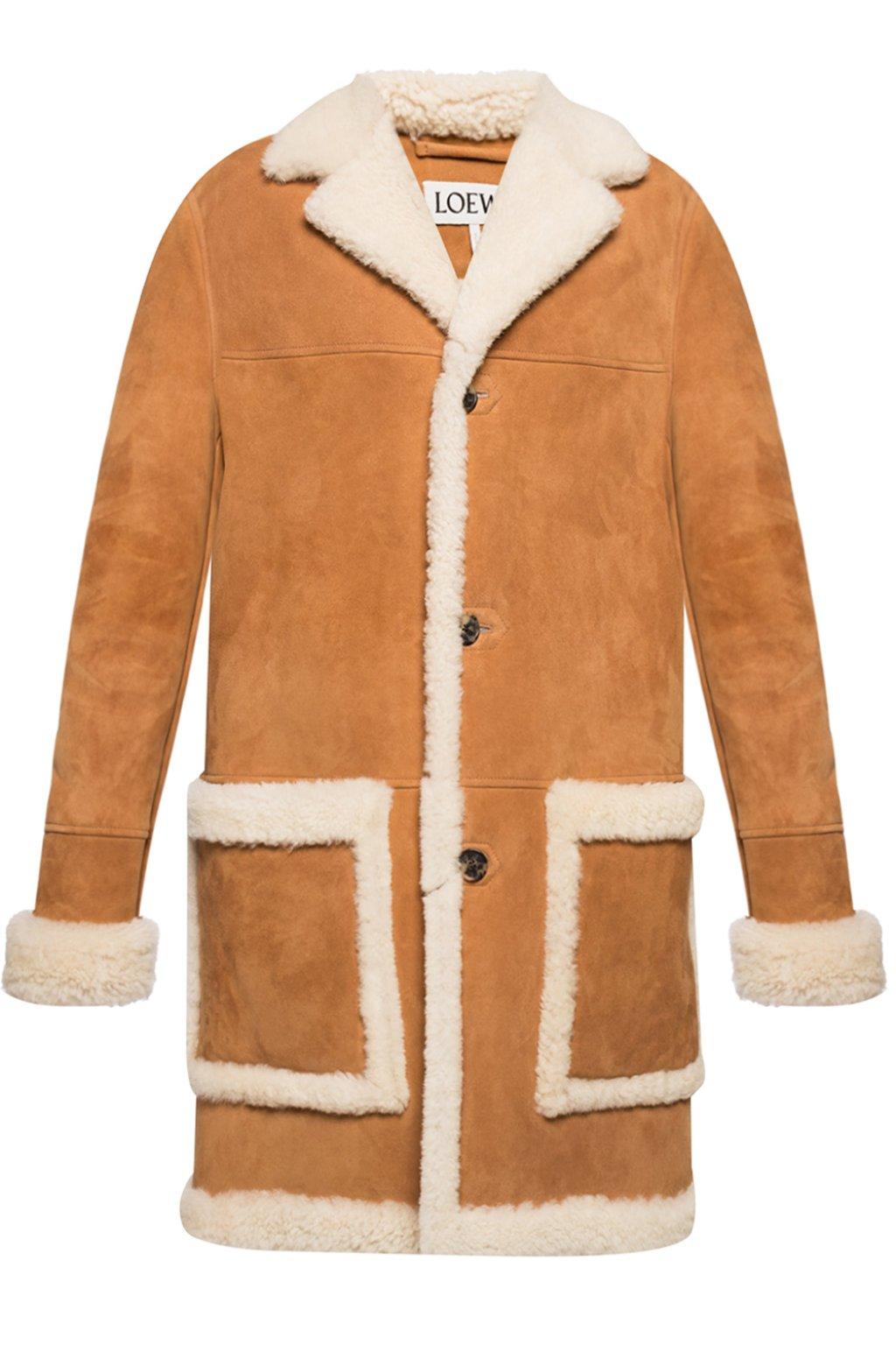 Loewe Leather Shearling Coat in Brown for Men - Lyst