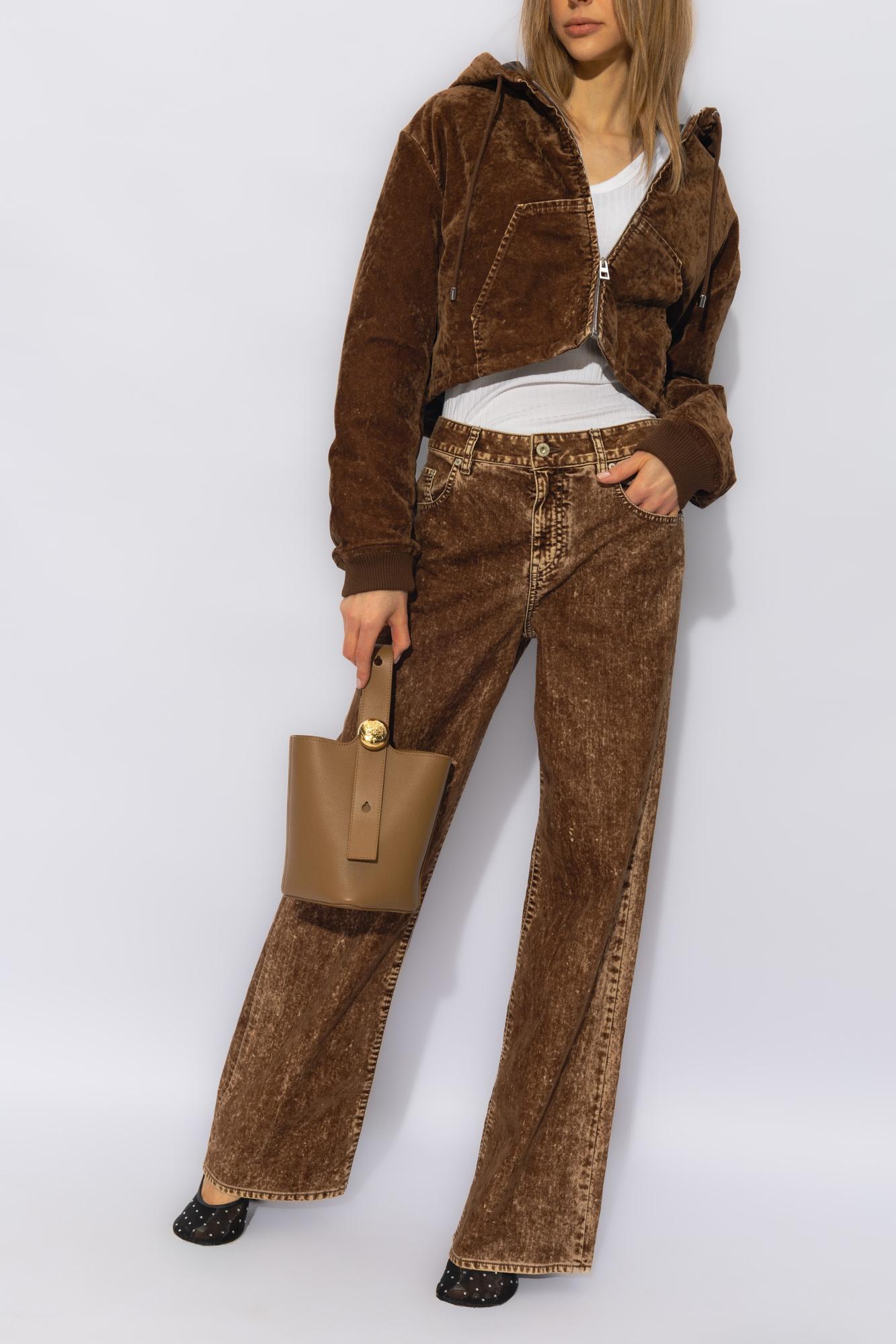 Loewe Denim Jacket With Flocked Pattern in Brown | Lyst