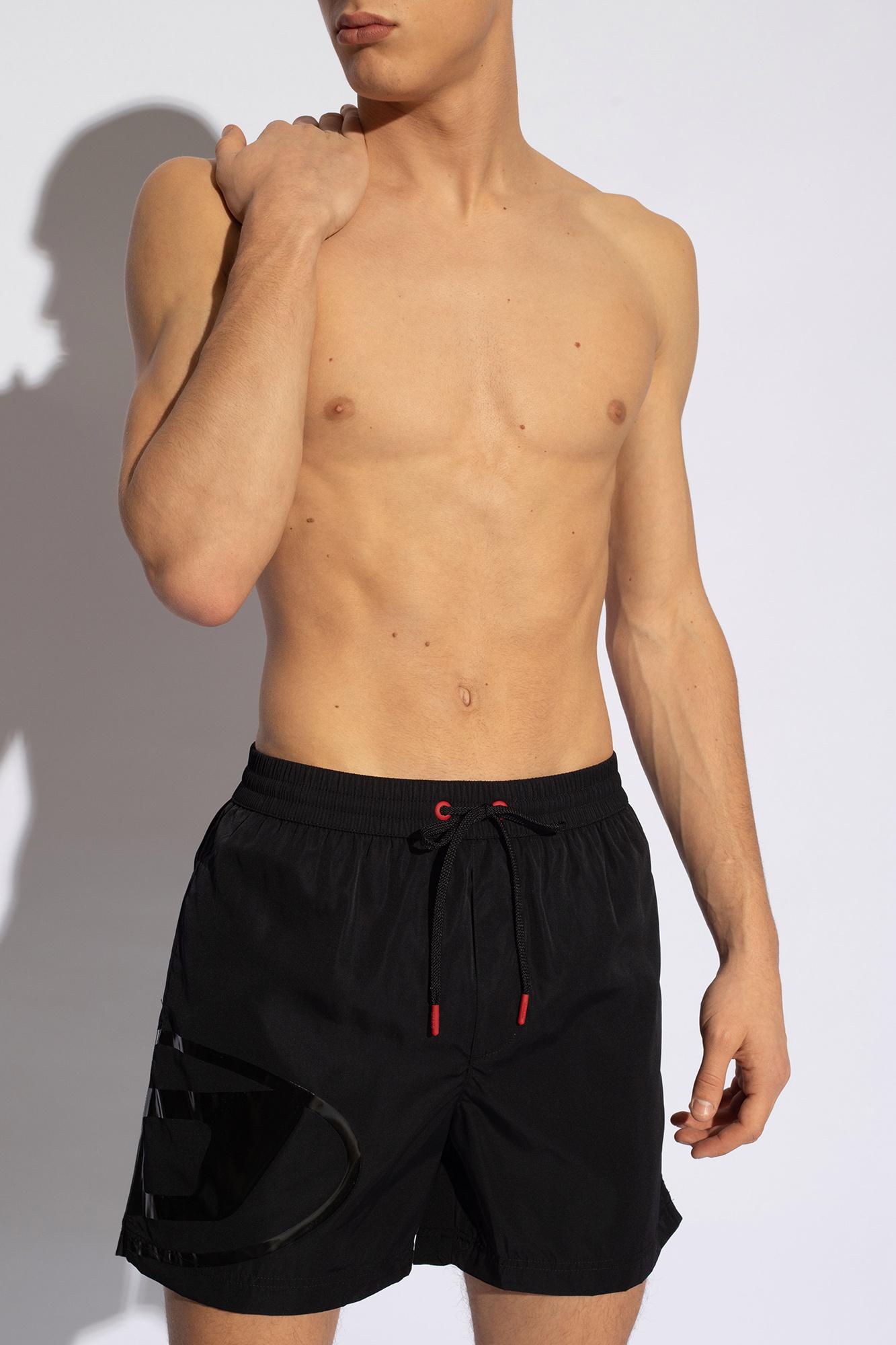 DIESEL Swim Shorts With Shiny Oval D Logo in Black for Men | Lyst