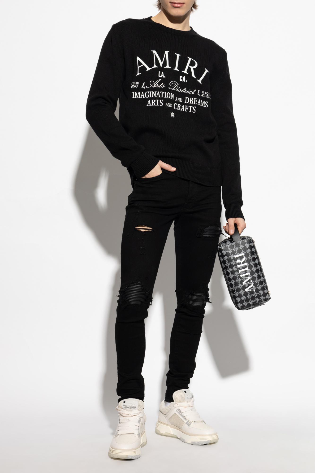 Amiri Cotton Sweater With Embroidered Logo, ' in Black for Men | Lyst