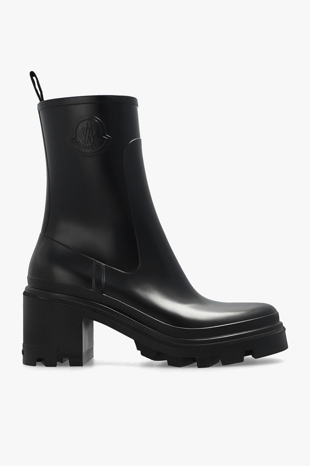 Moncler 'loftgrip' Heeled Rain Boots in Black | Lyst