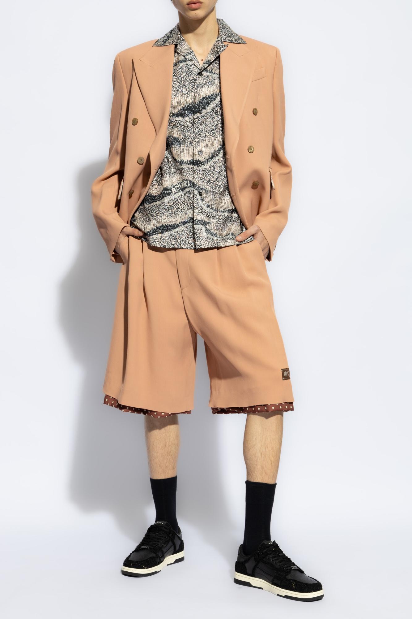 Amiri Shorts With Decorative Trim in Natural for Men | Lyst