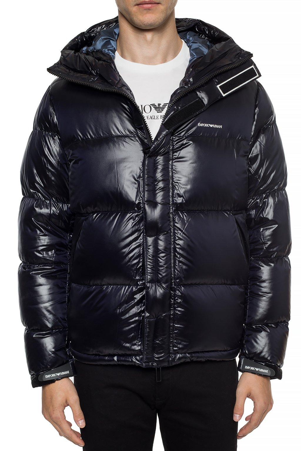 Emporio Armani Synthetic Quilted Down Jacket With Logo in Navy Blue ...