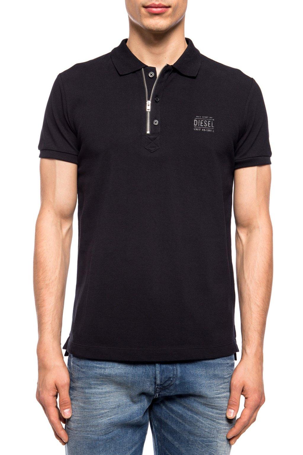 DIESEL Cotton Logo-printed Polo Shirt in Black for Men - Lyst