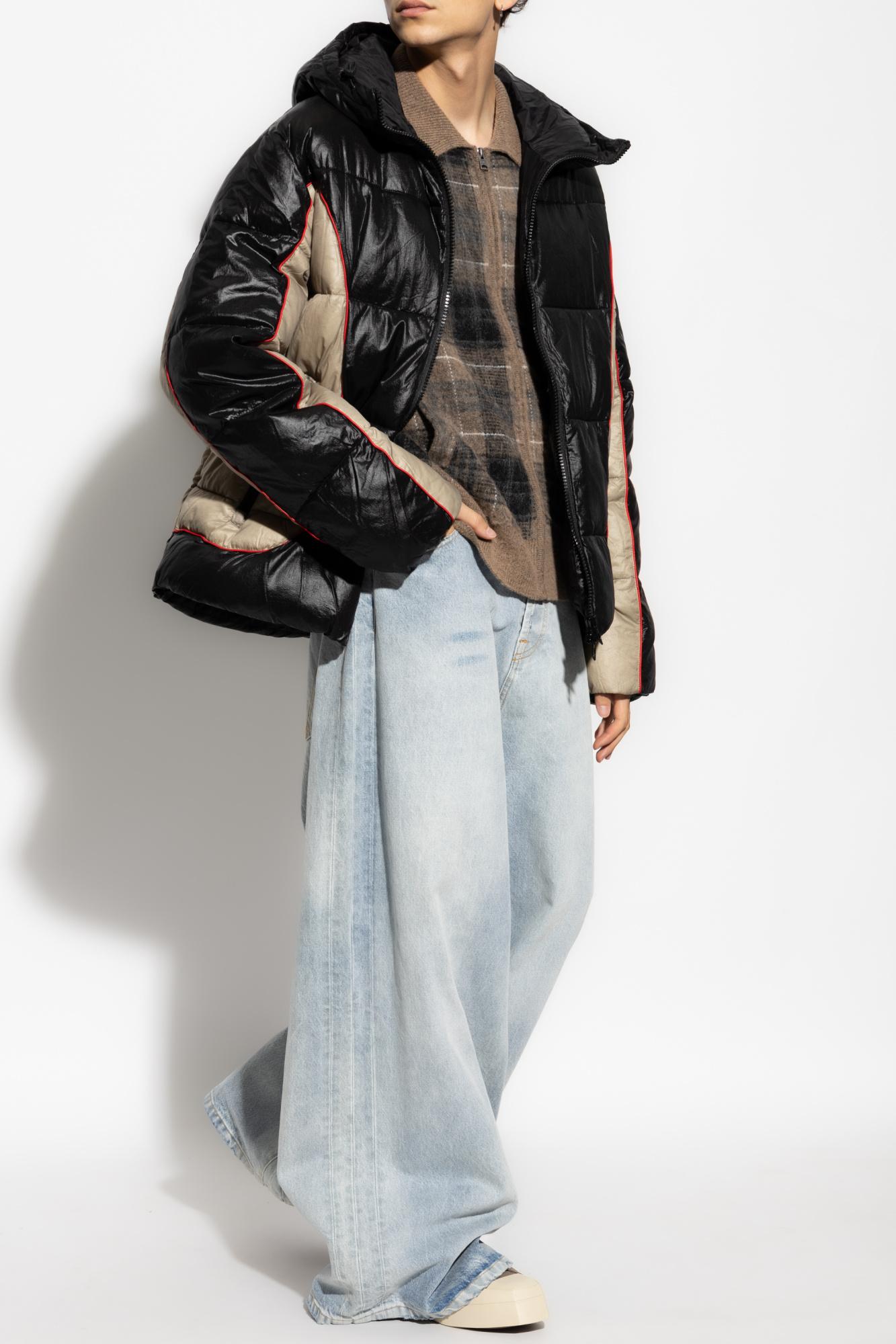 DIESEL Contrast Panel Puffer Jacket in Black for Men | Lyst