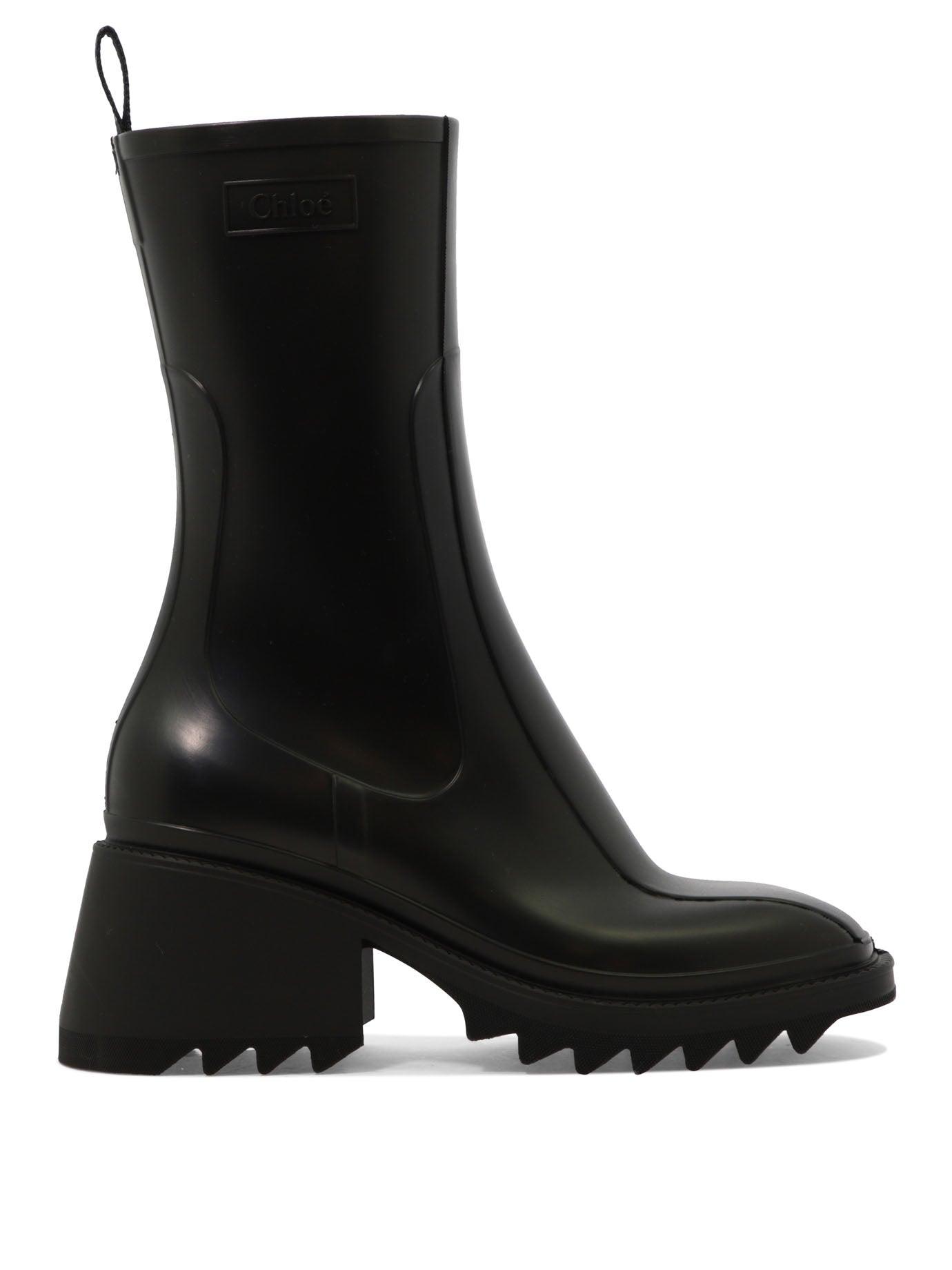 Chloé Betty Rain Boots With 7 Cm Heel in Black | Lyst