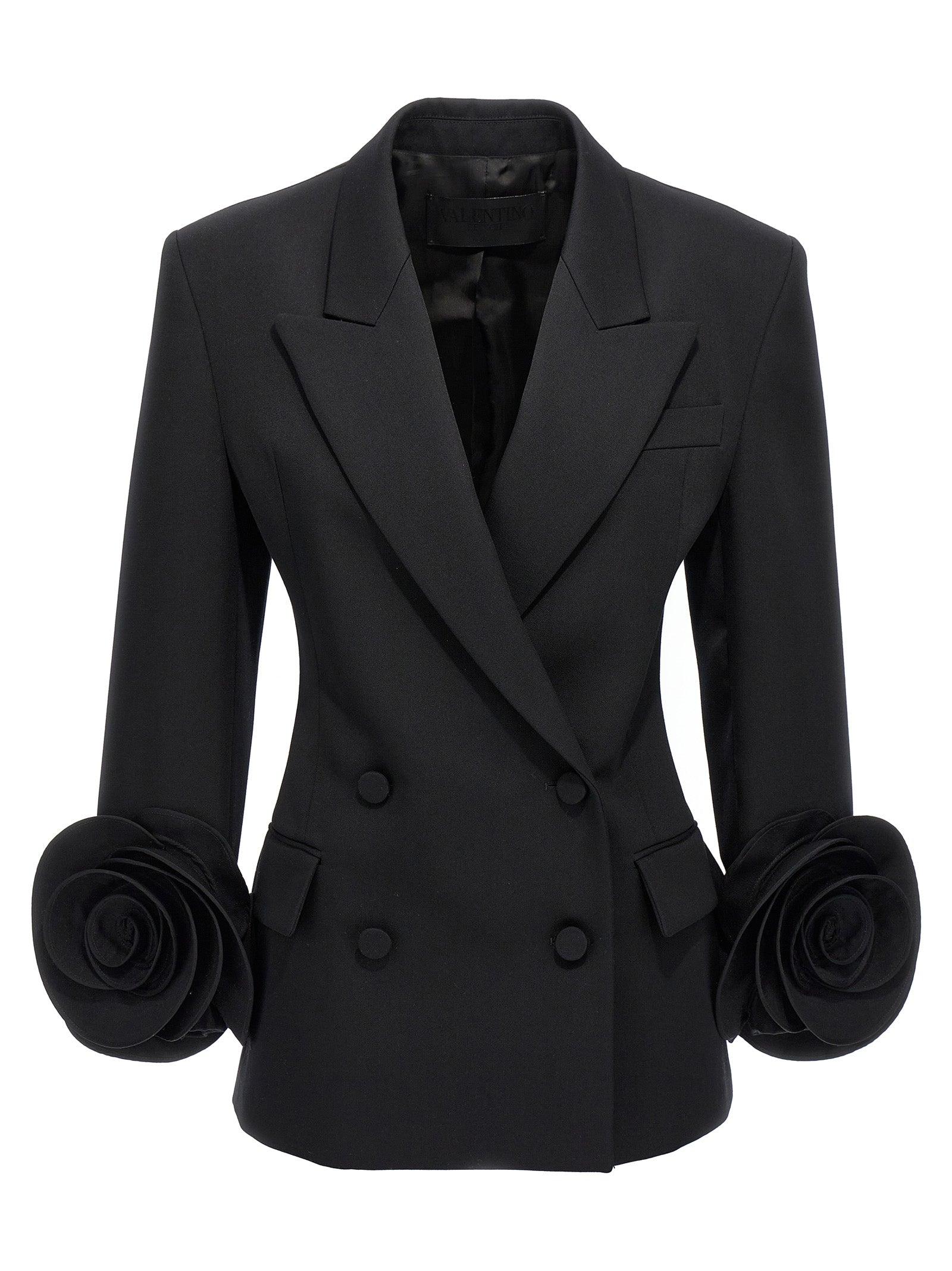 Valentino Garavani Rose Blazer Blazer And Suits in Black | Lyst