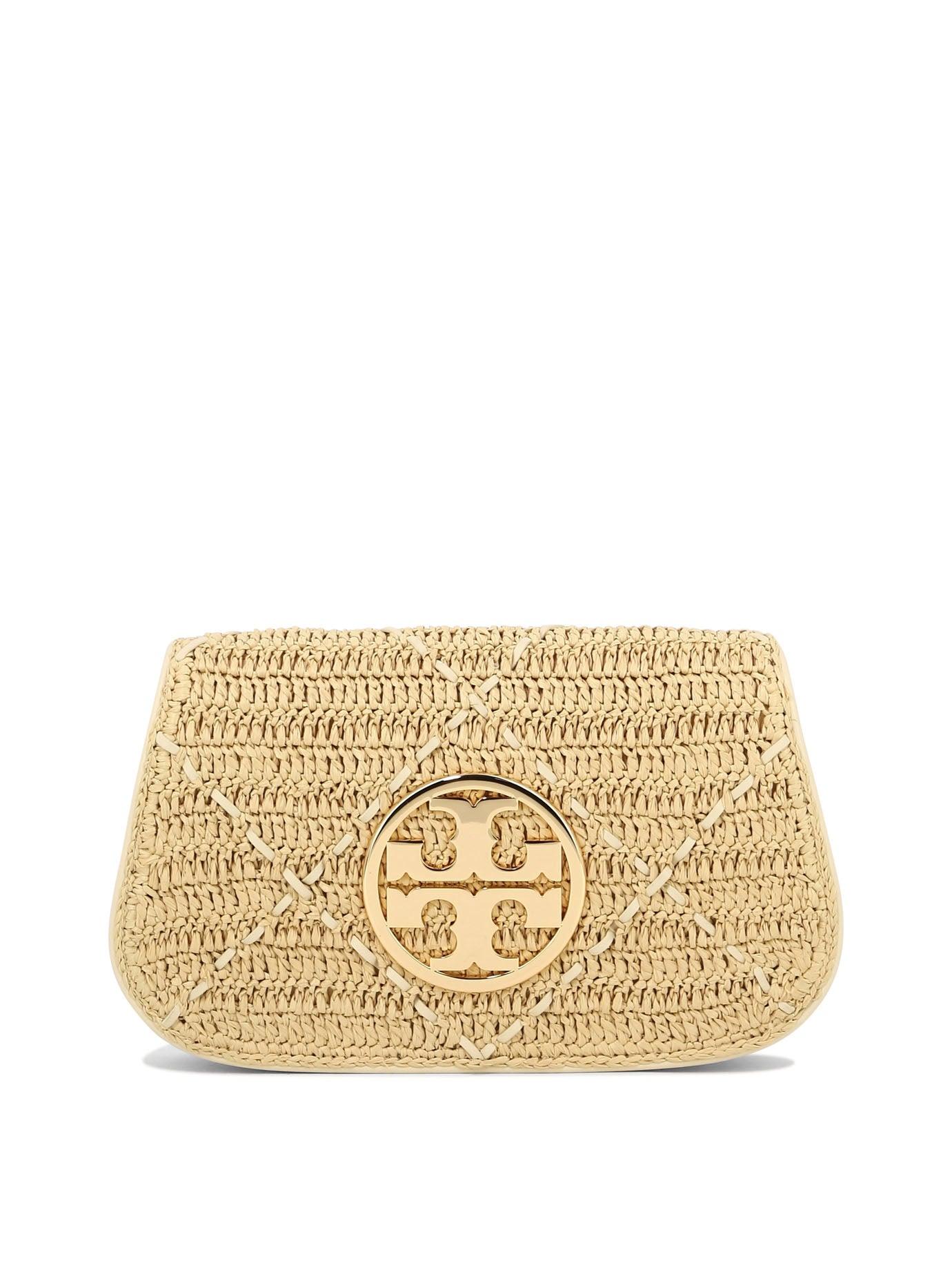 Tory Burch "Reva" Raffia Clutch in Natural | Lyst