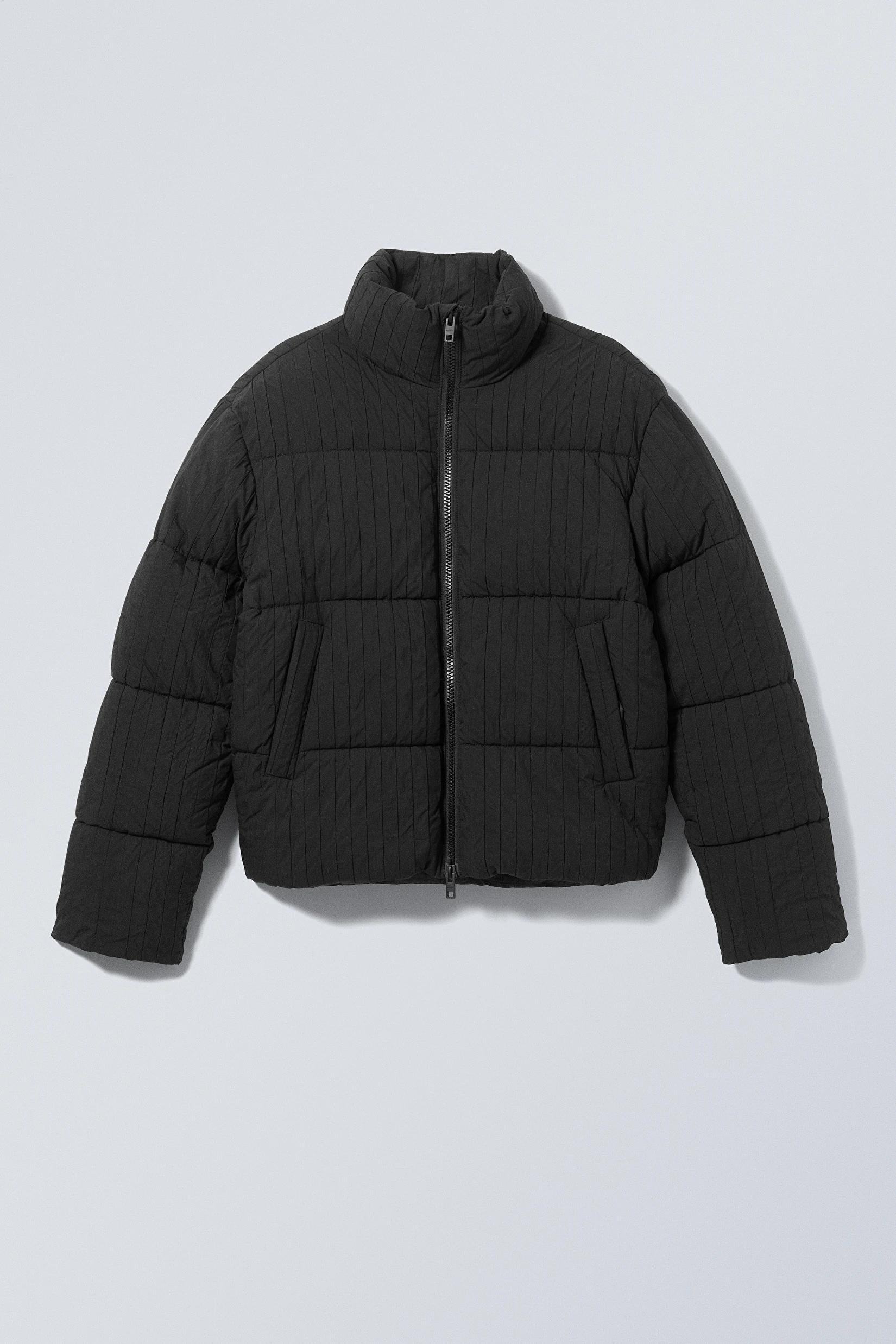 Weekday Ben Rib Puffer Jacket in Black for Men | Lyst UK