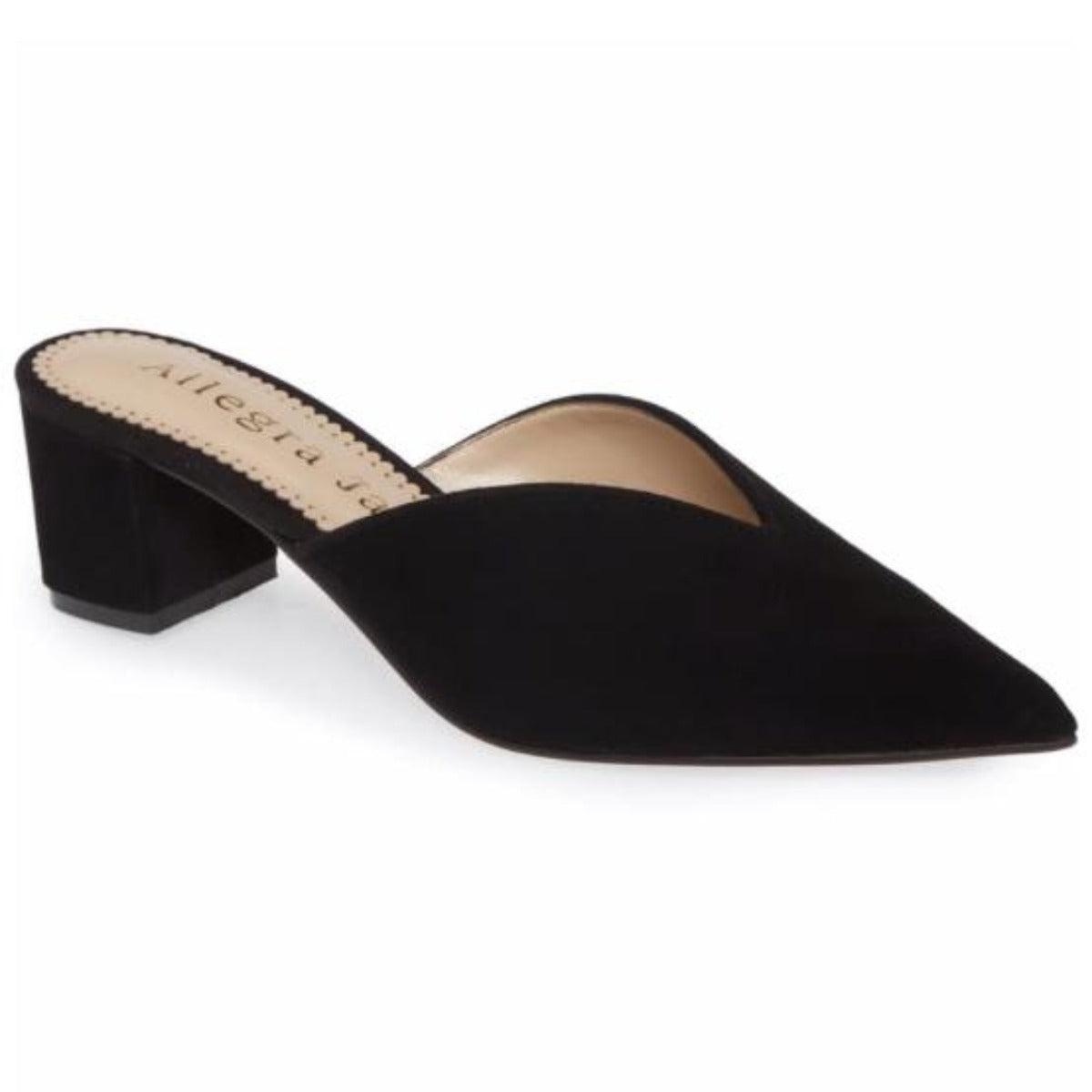 Allegra James Suede Mule With Linen Fabric Accents in Black | Lyst