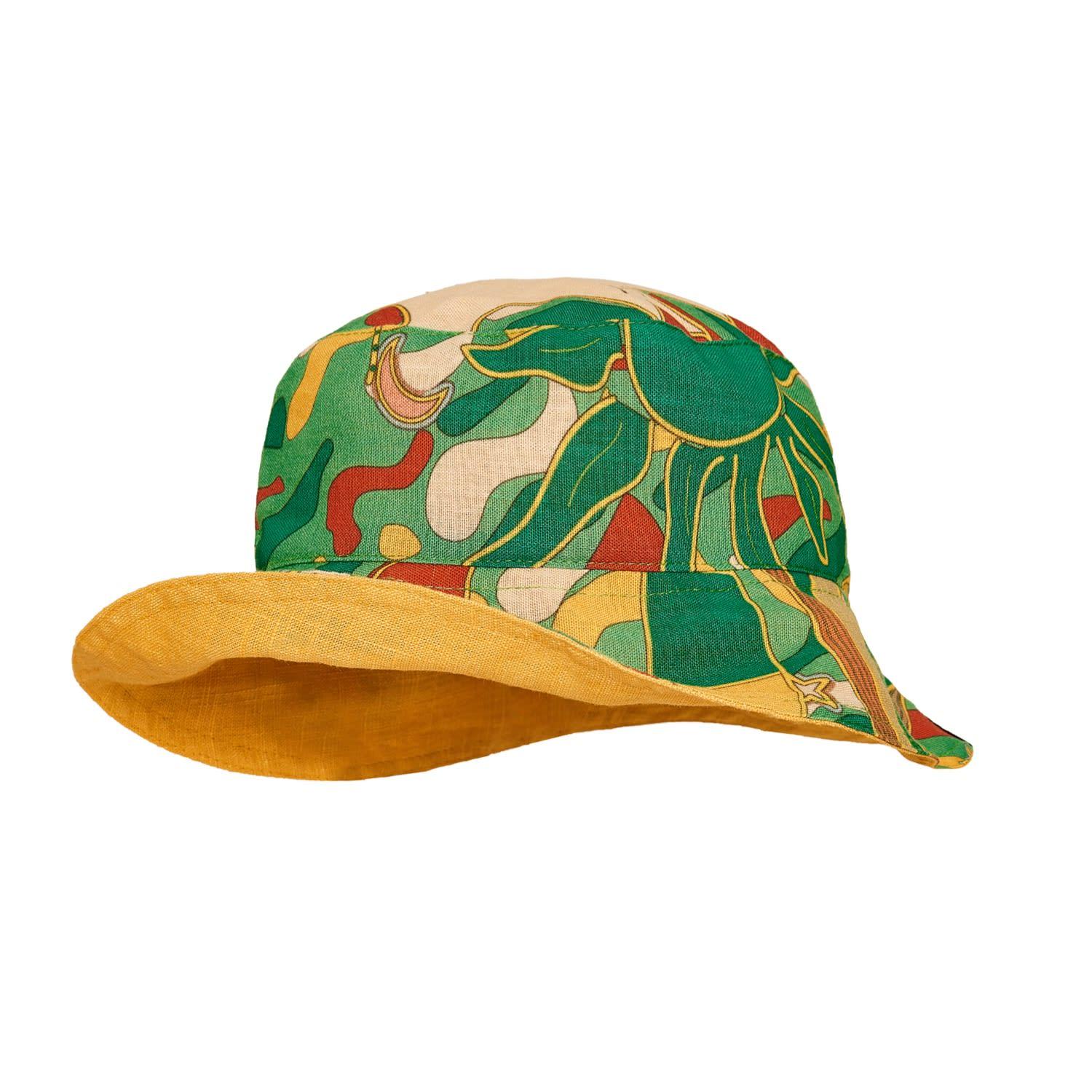 Selini Phoenix Sunset Reversible Linen-Blend Bucket Hat in Green | Lyst