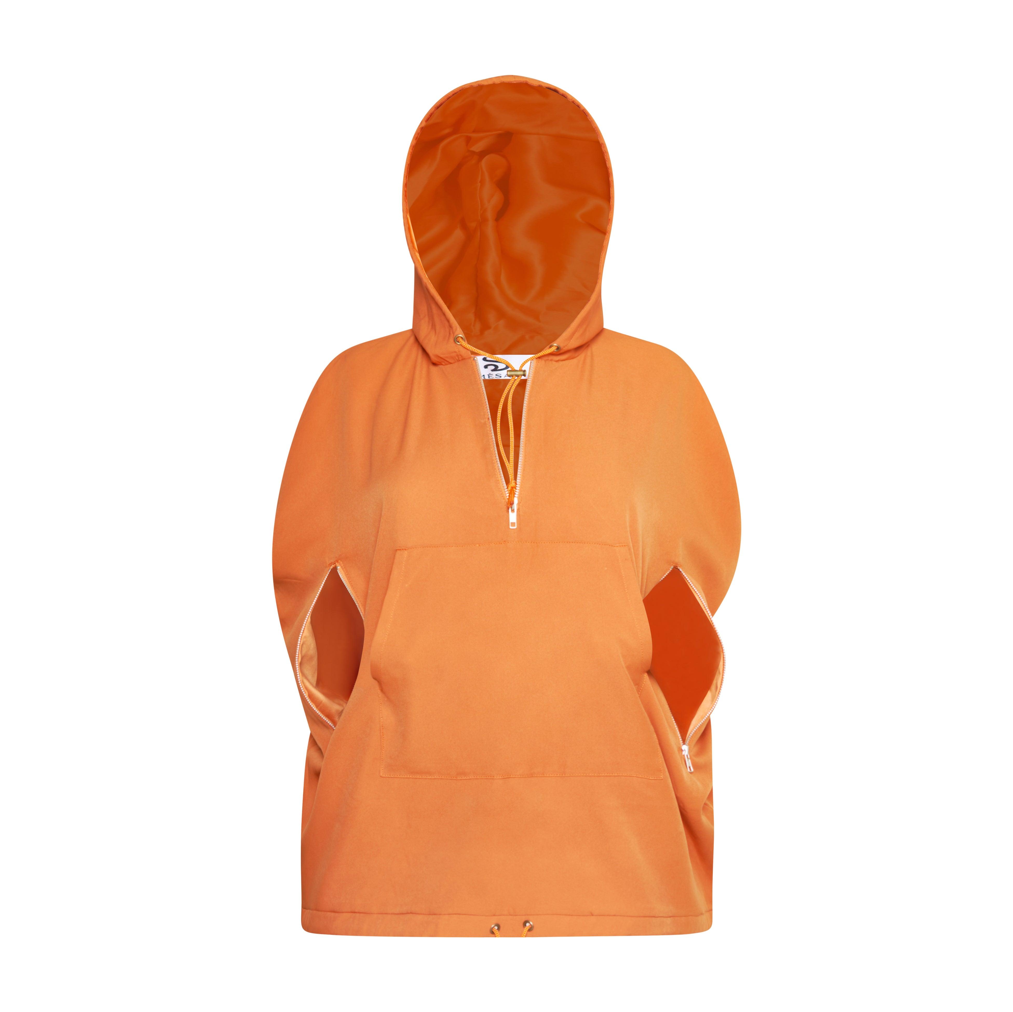 Mèsan Cape Hoodie With Satin Lining in Orange | Lyst