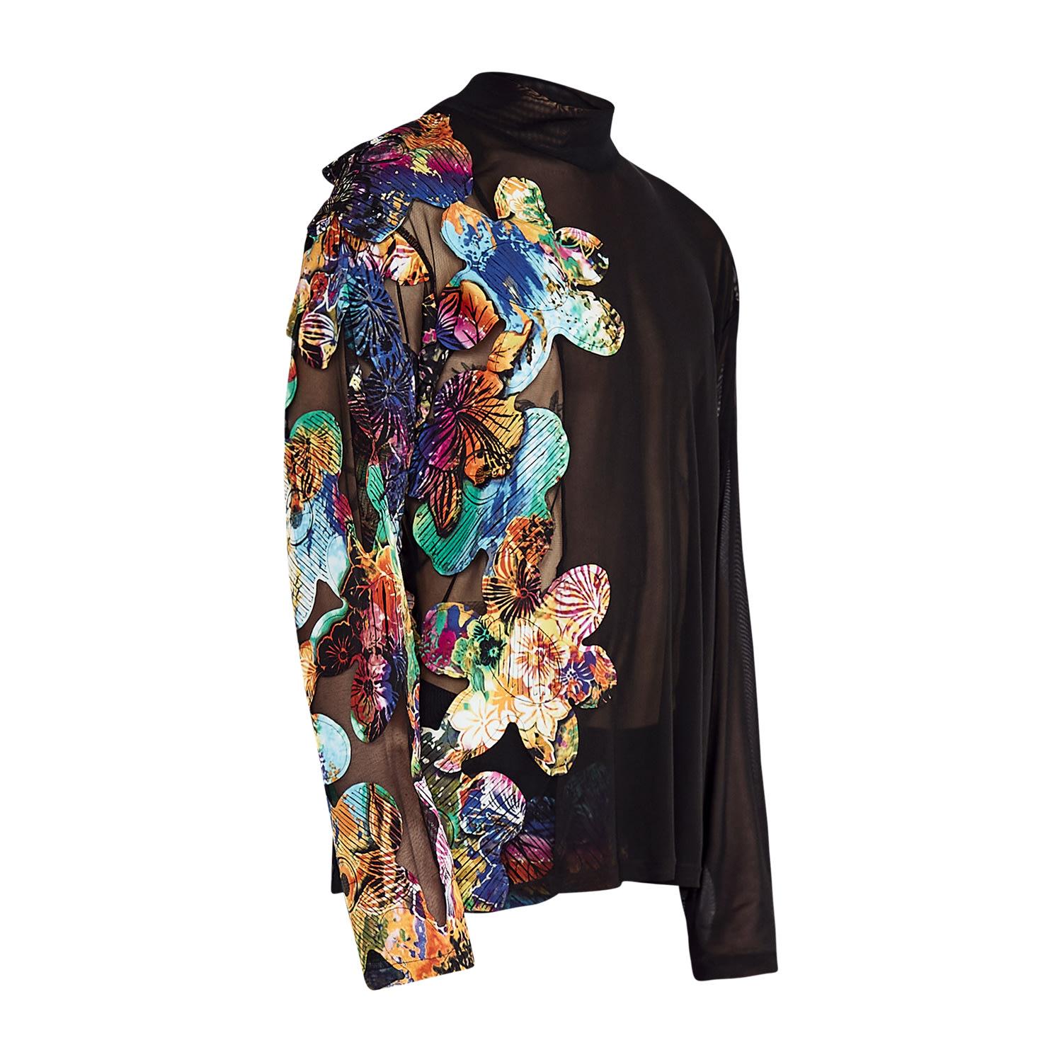 Vidi Blak Sheer Mesh With Multi-Colour Flower Application Set in Blue ...