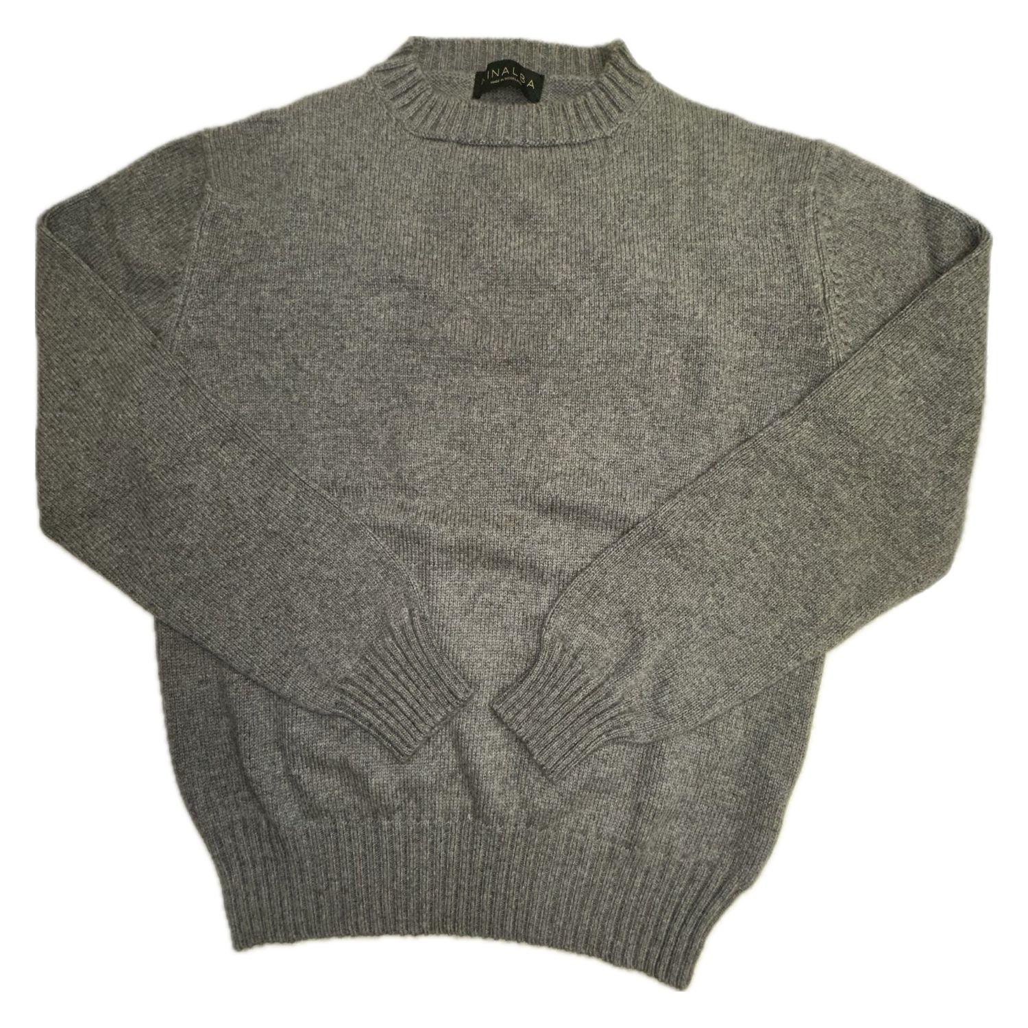 Kinalba Mid- Chunky Plain Crew Neck Cashmere Sweater in Gray for Men | Lyst