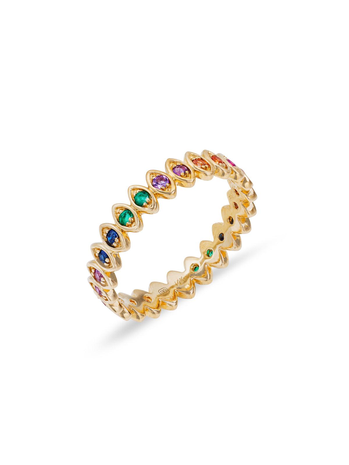 Sydney Evan Rainbow Vertical Marquis Eternity Yellow Gold Ring in ... Sydney Evan Rainbow Vertical Marquis Eternity Yellow Gold Ring in ...