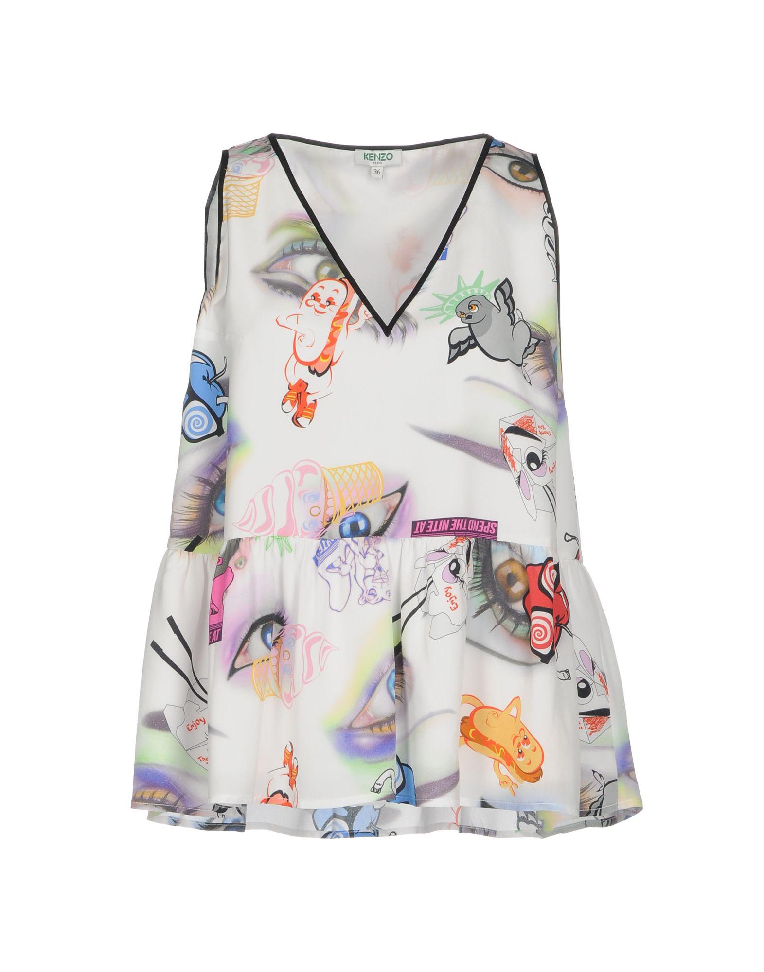 KENZO Silk Top in White - Lyst