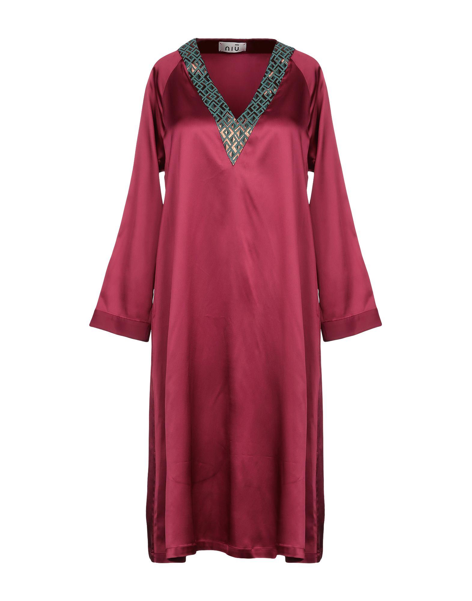 Niu Satin Knee-length Dress in Garnet (Red) - Lyst
