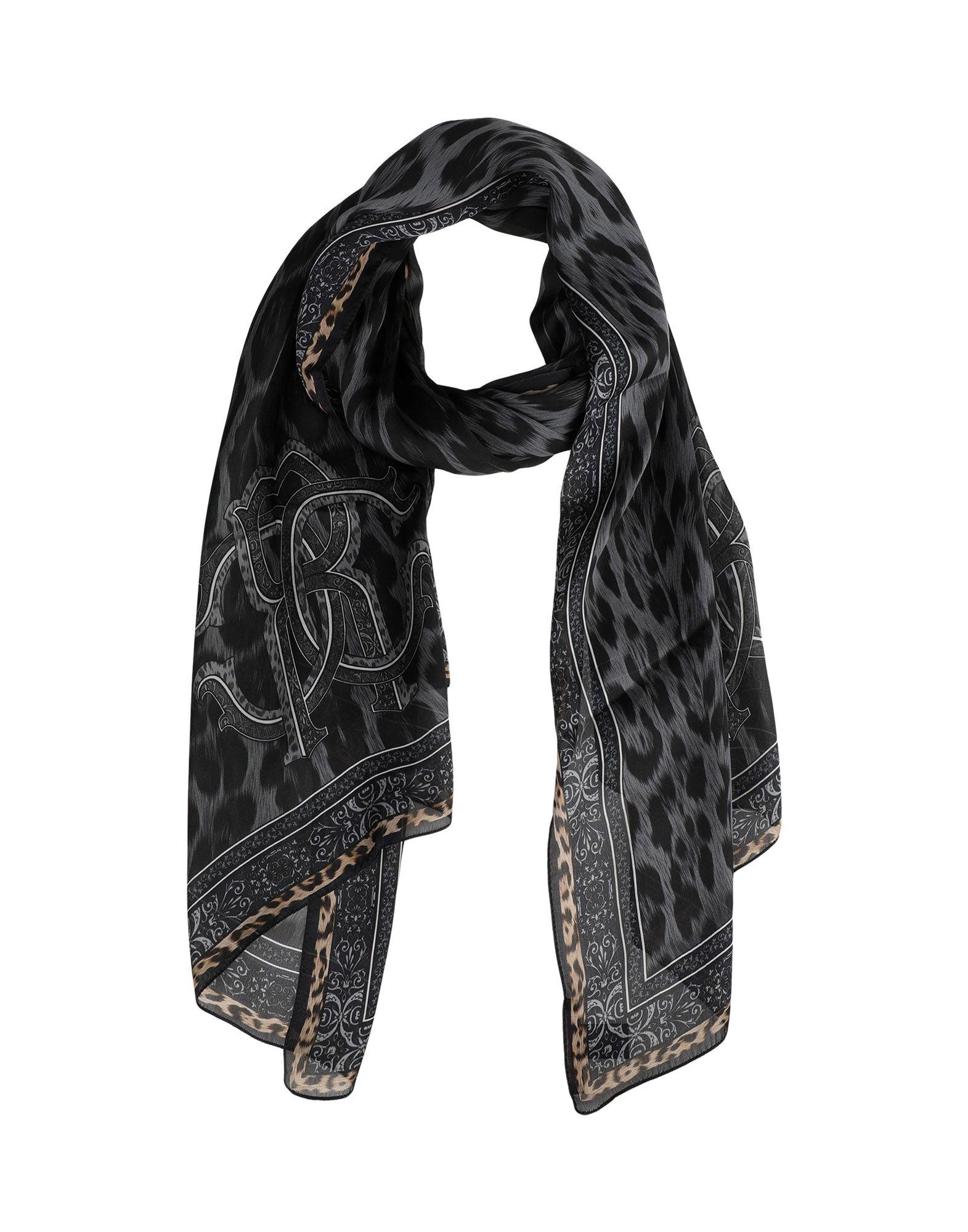 Roberto Cavalli Silk Scarf in Black - Lyst