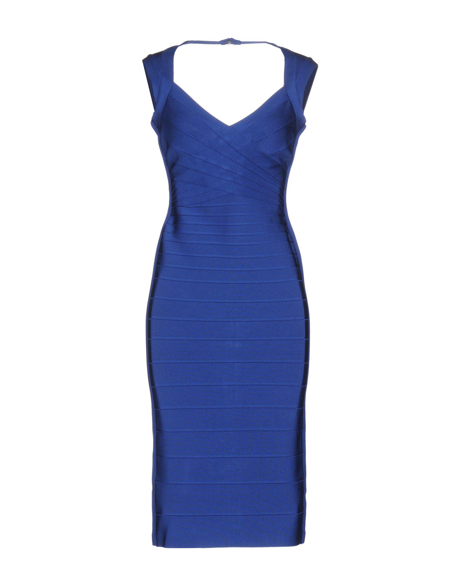 Hervé Léger Knee-length Dress in Blue - Lyst Hervé Léger Knee-length Dress in Blue - Lyst