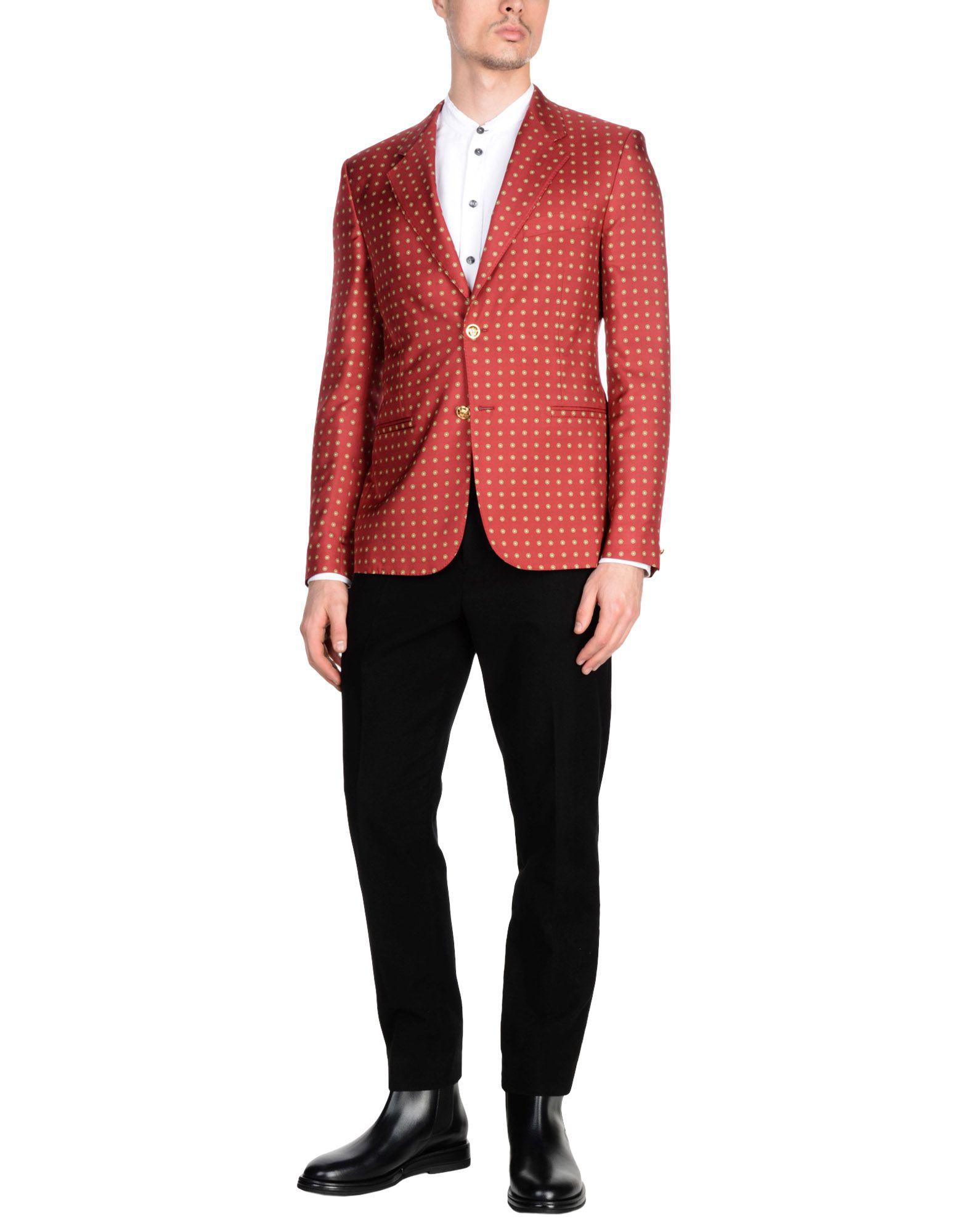 Versace Satin Suit Jacket in Red for Men - Lyst