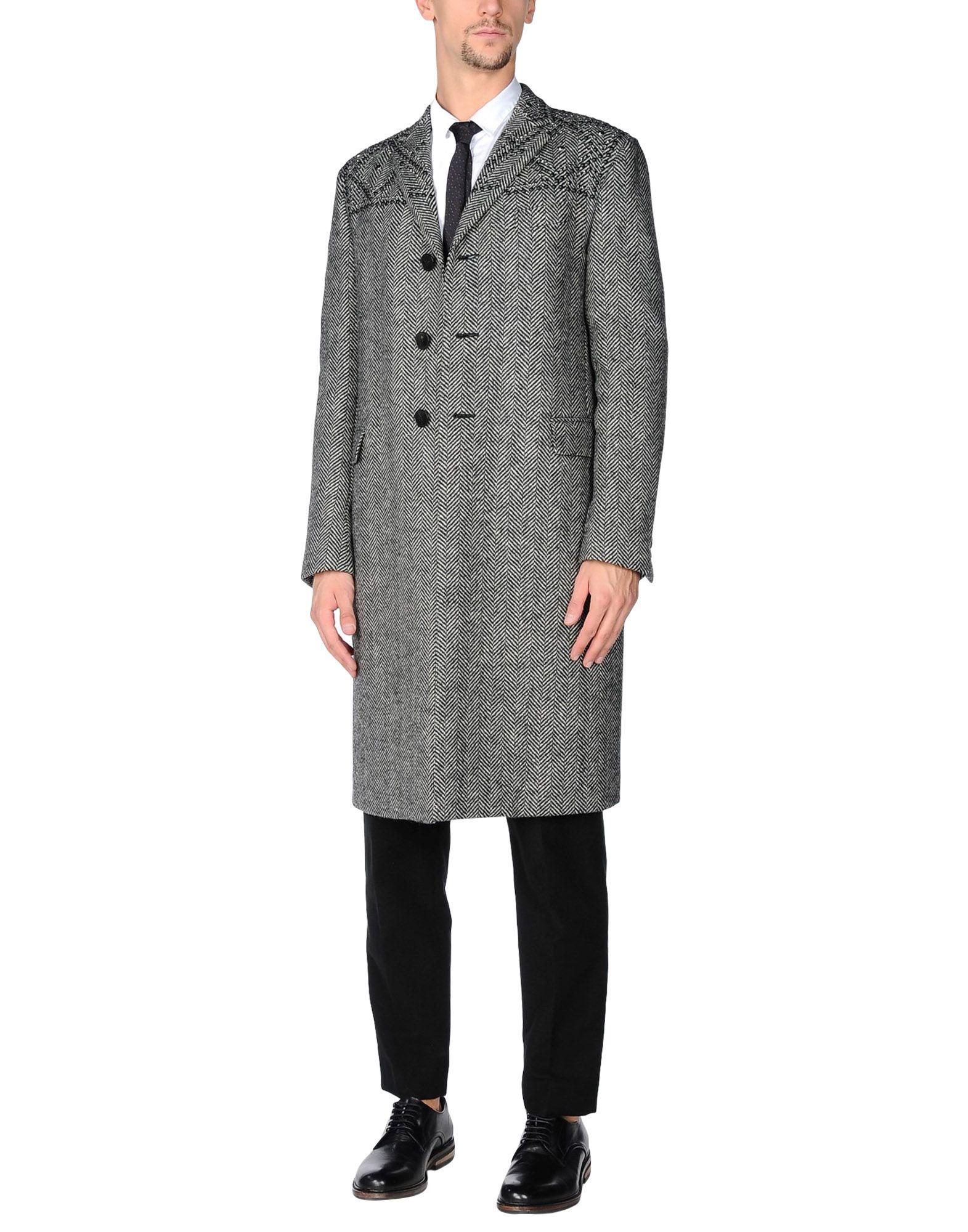 Valentino Flannel Coat in Black for Men - Lyst