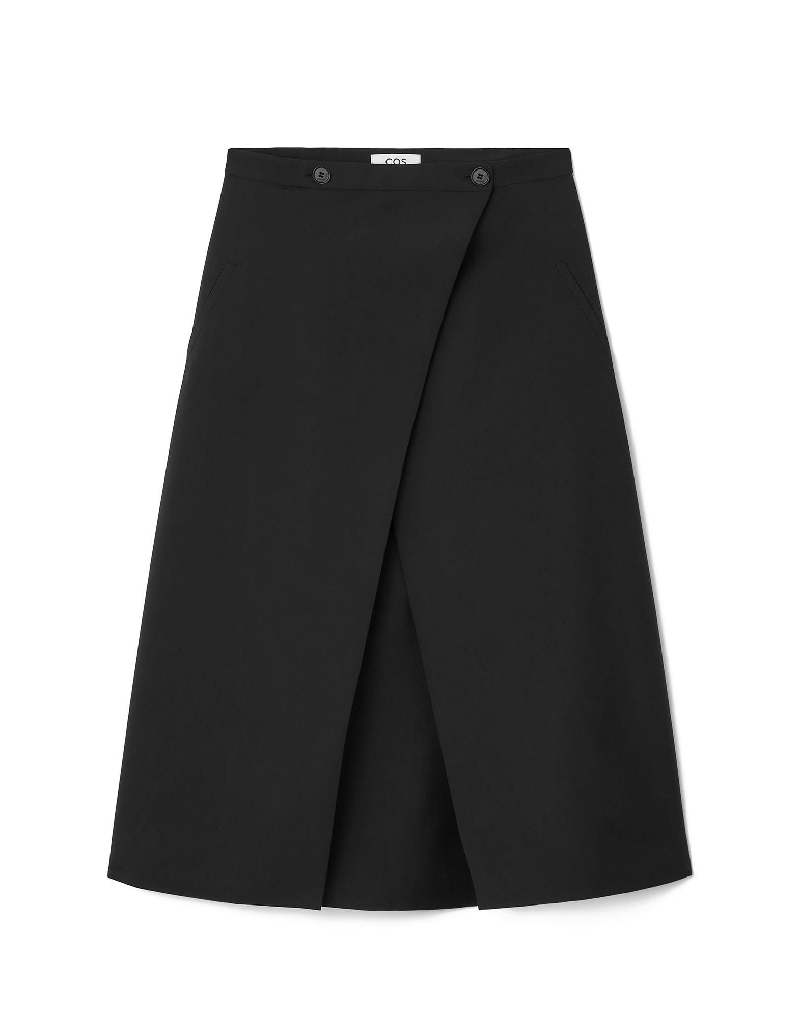 COS Tailored Wool Midi Wrap Skirt in Black | Lyst