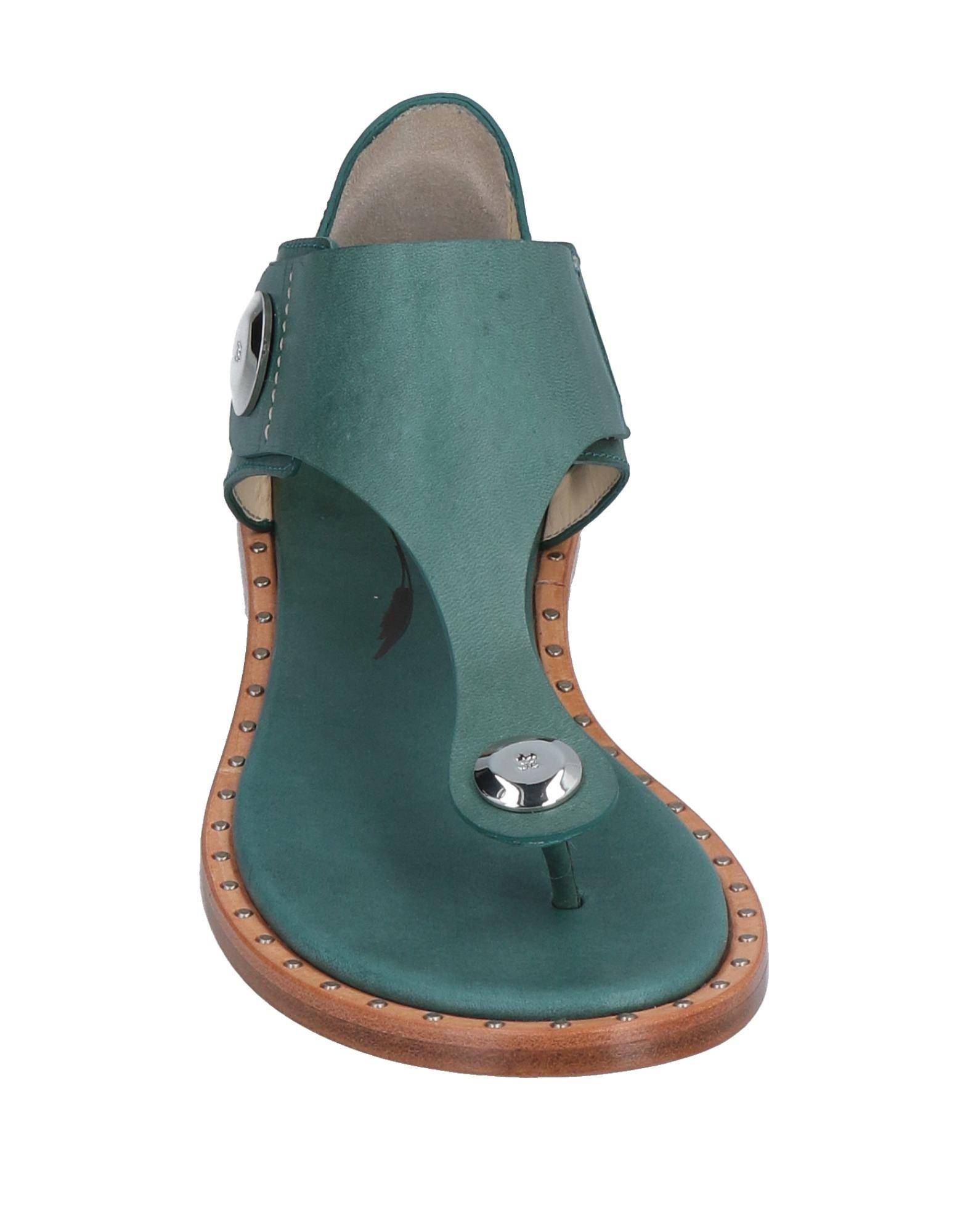 Fabi Leather Toe Post Sandal in Green - Lyst