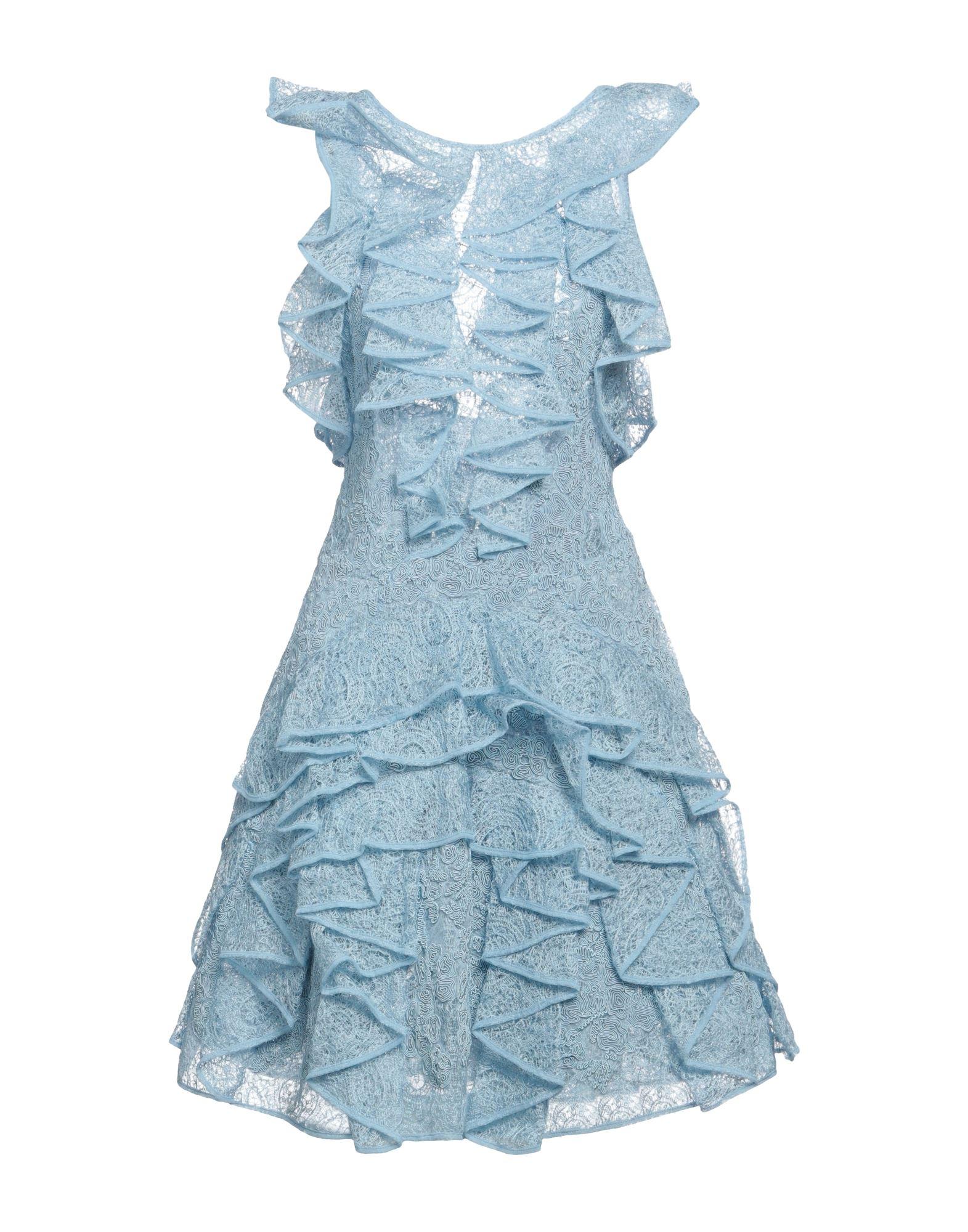 Blue Short Dress With Ruffles