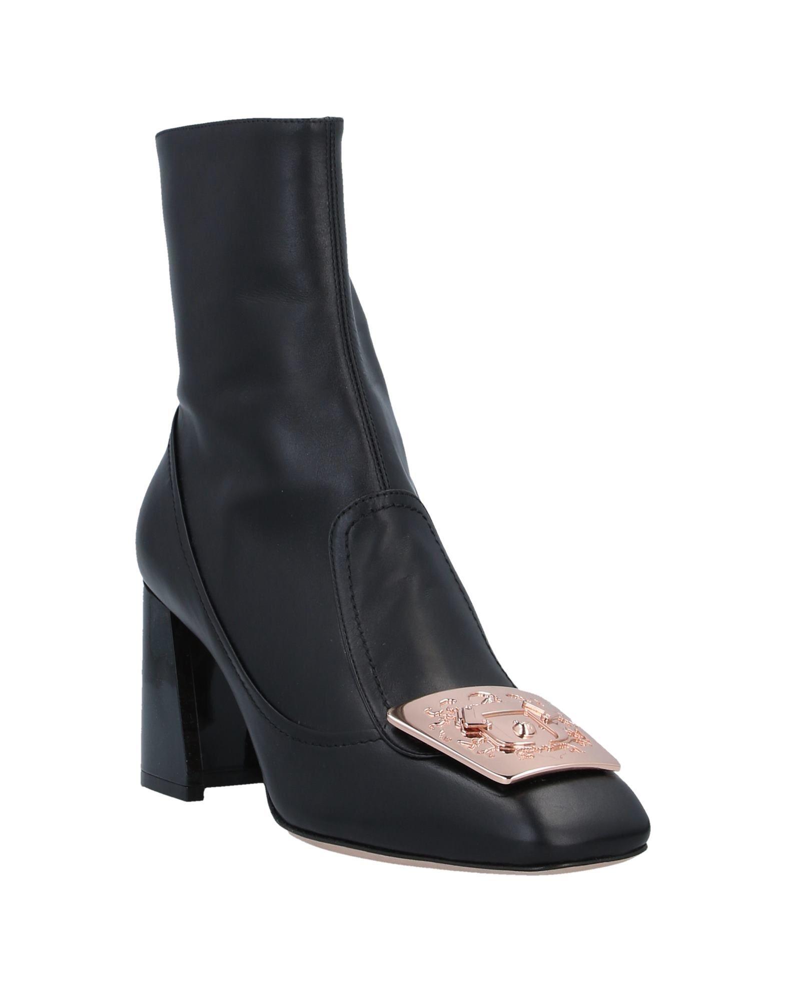 Paula Cademartori Leather Black Ankle Boots With Metal Logo - Lyst
