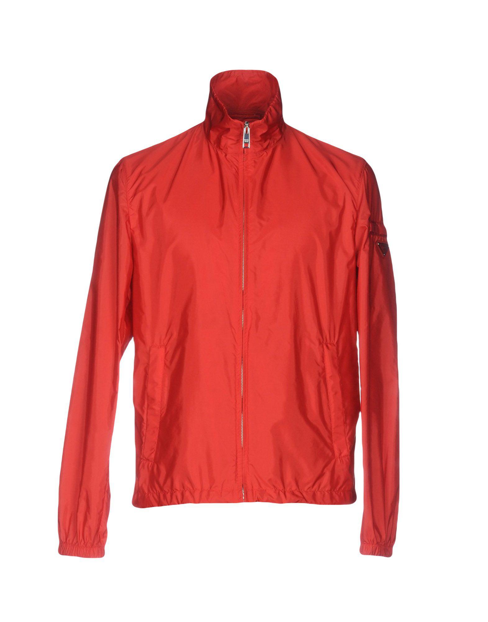 Prada Synthetic Jacket in Red for Men - Lyst