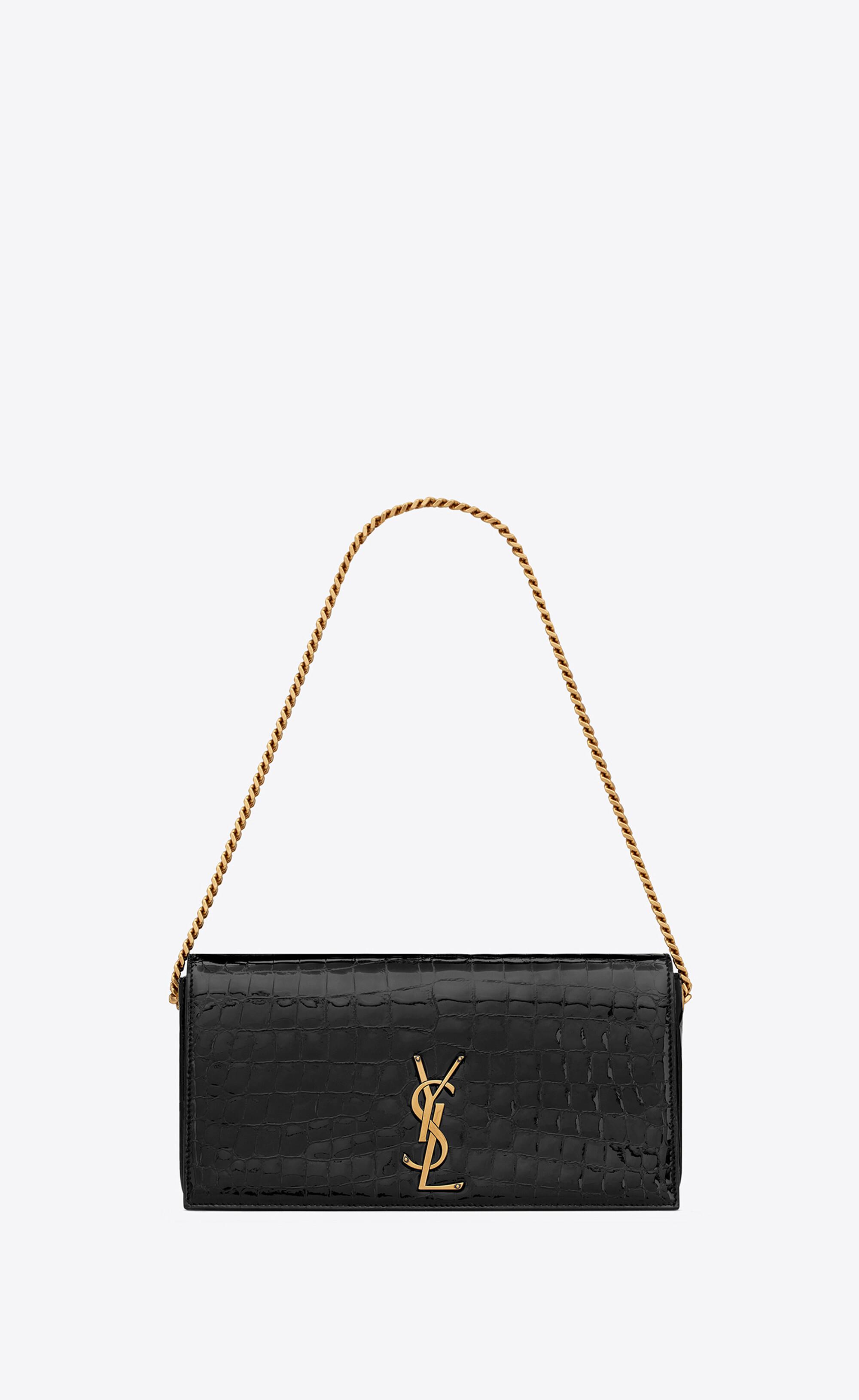 Saint Laurent Kate 99 Chain Bag In Alligator embossed Leather In White Saint Laurent Kate 99 Chain Bag In Alligator embossed Leather In White