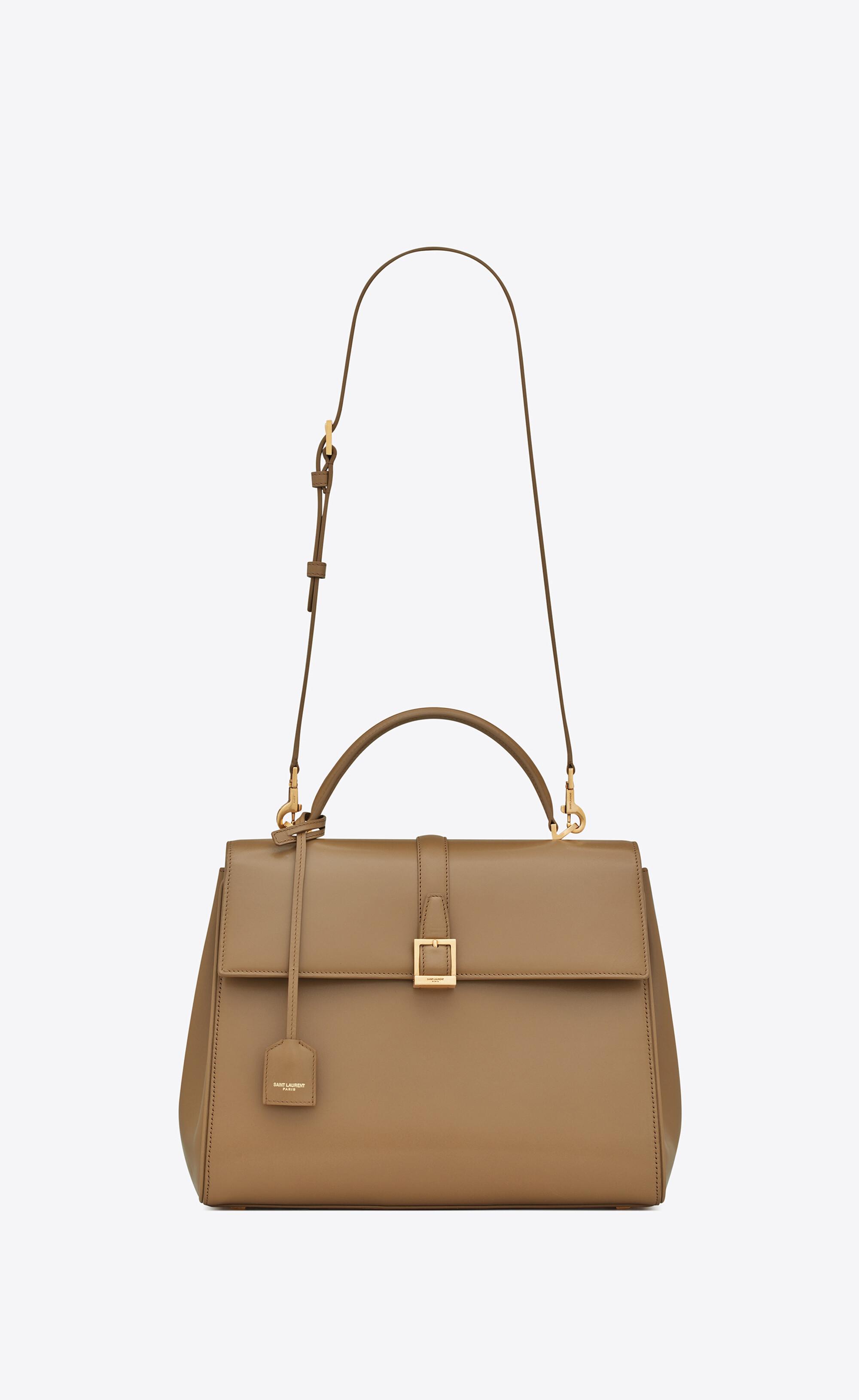 Saint Laurent Le Fermoir Top Handle Bag In Shiny Leather in Natural Tan ...