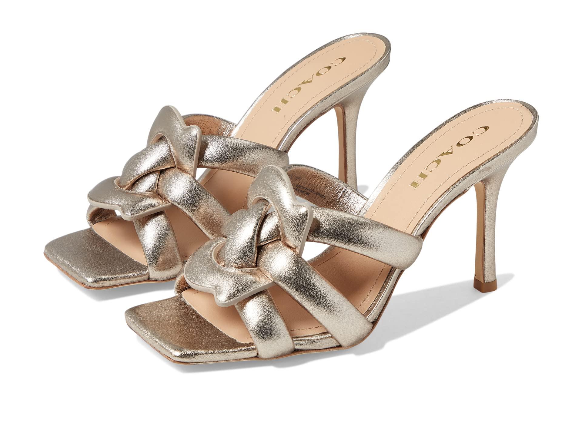 Coach Kellie Metallic Leather Sandal In Black Lyst
