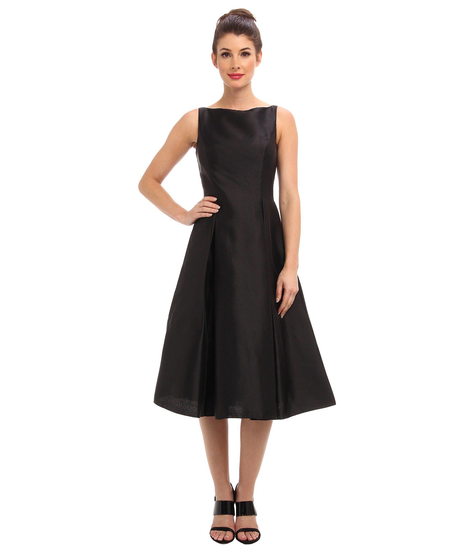 Adrianna Papell Satin Sleeveless Tea Length Dress Blue Womens Dress
