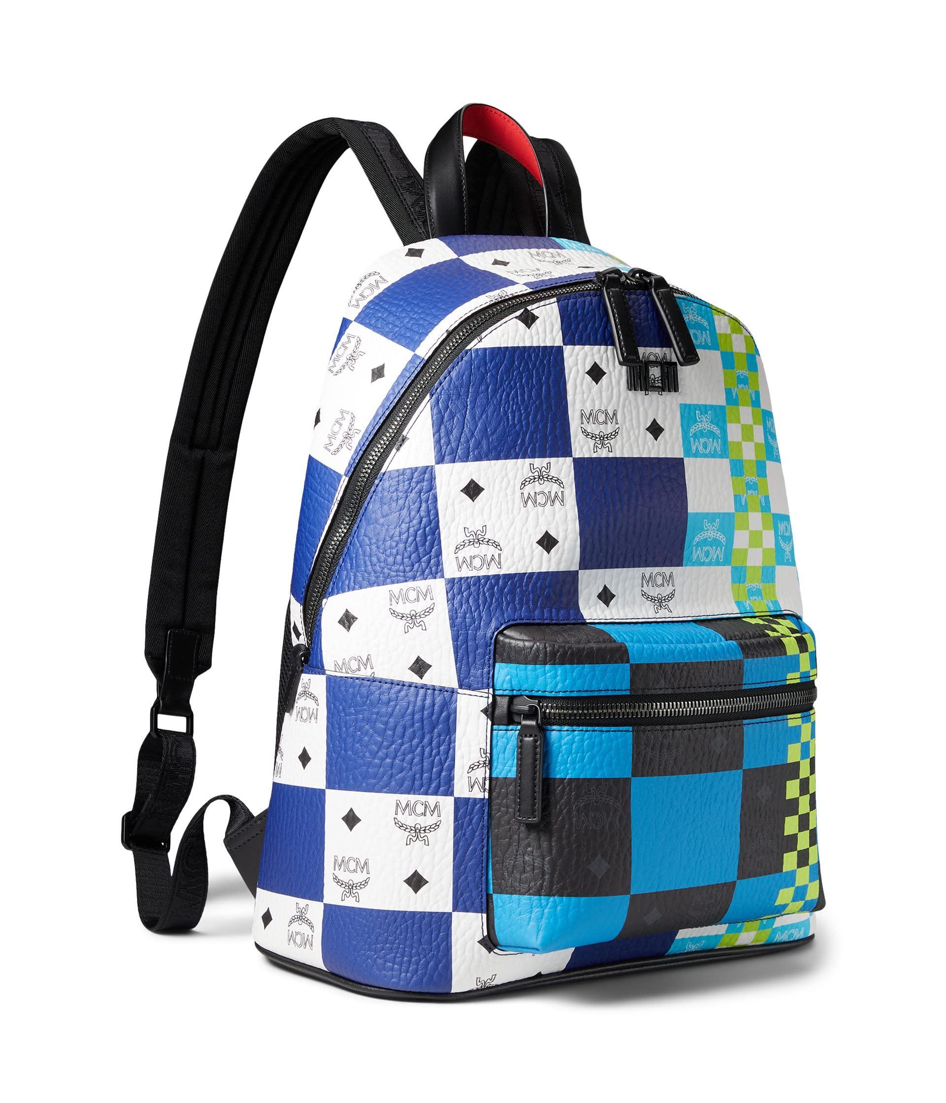 MCM Stark Checkerboard Vi Backpack Medium Mt in Blue for Men | Lyst
