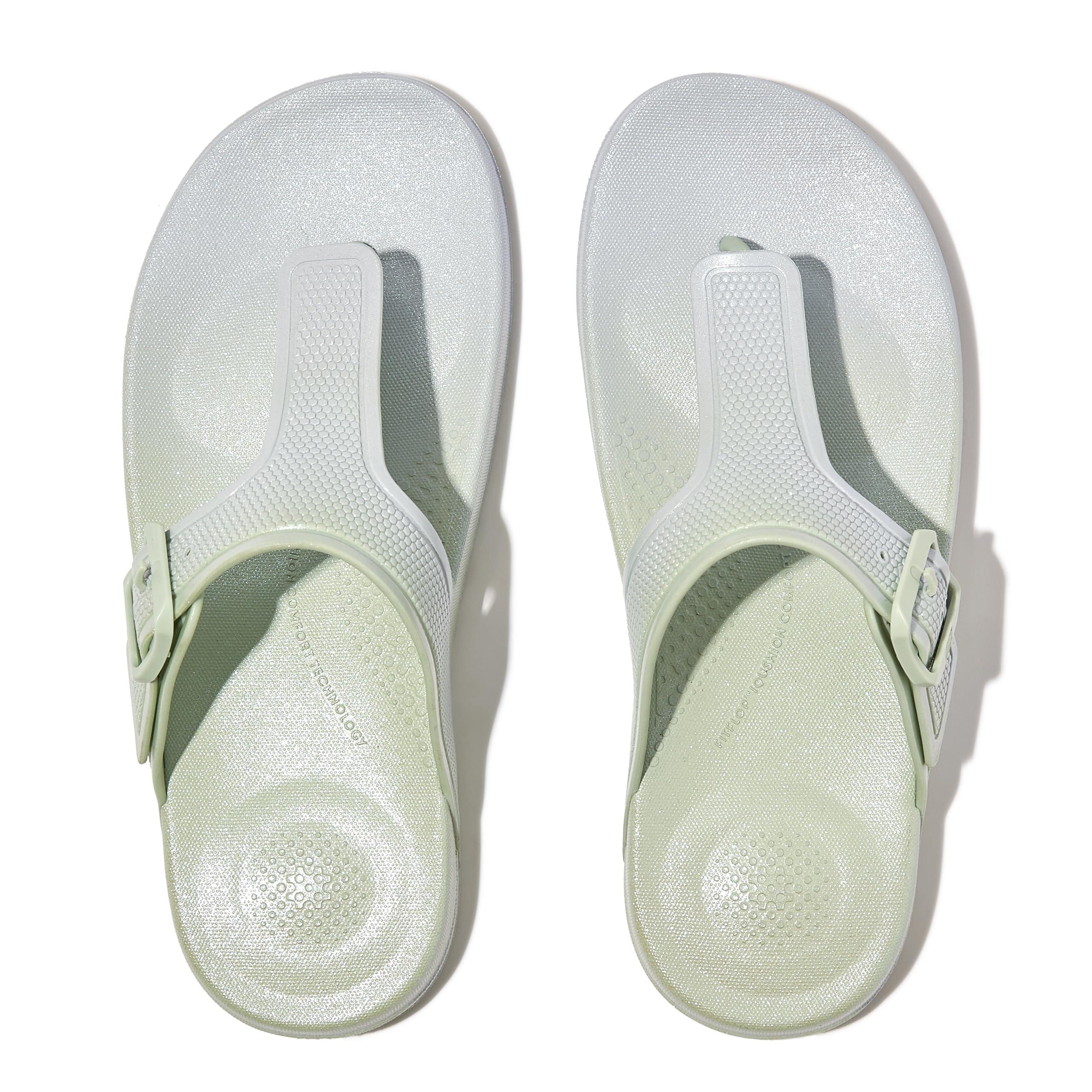 Fitflop Iqushion Iridescent Adjustable Buckle Flip-flops in Green | Lyst