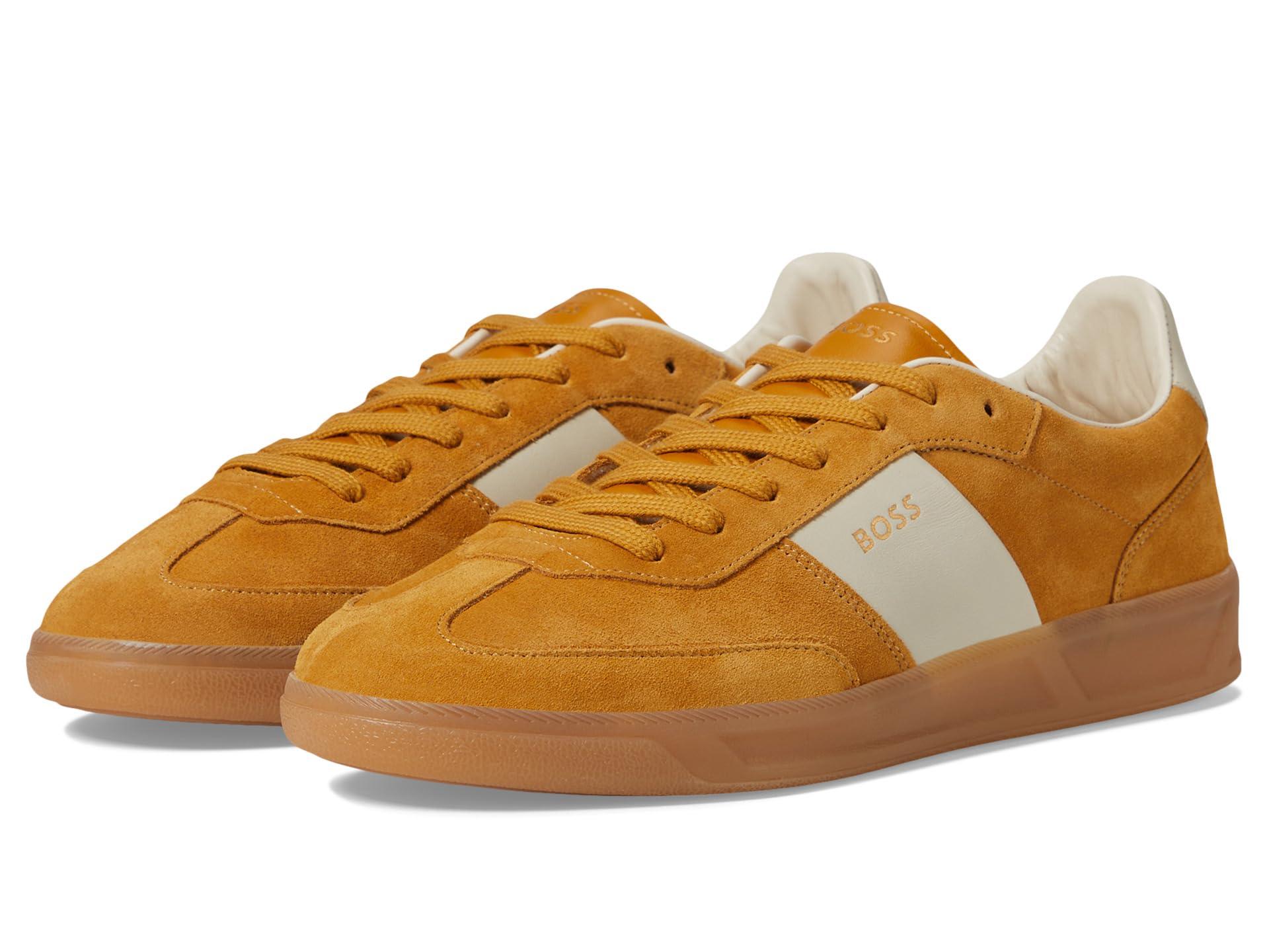 BOSS Suede Leather Block Low Profile Sneakers in Yellow for Men | Lyst