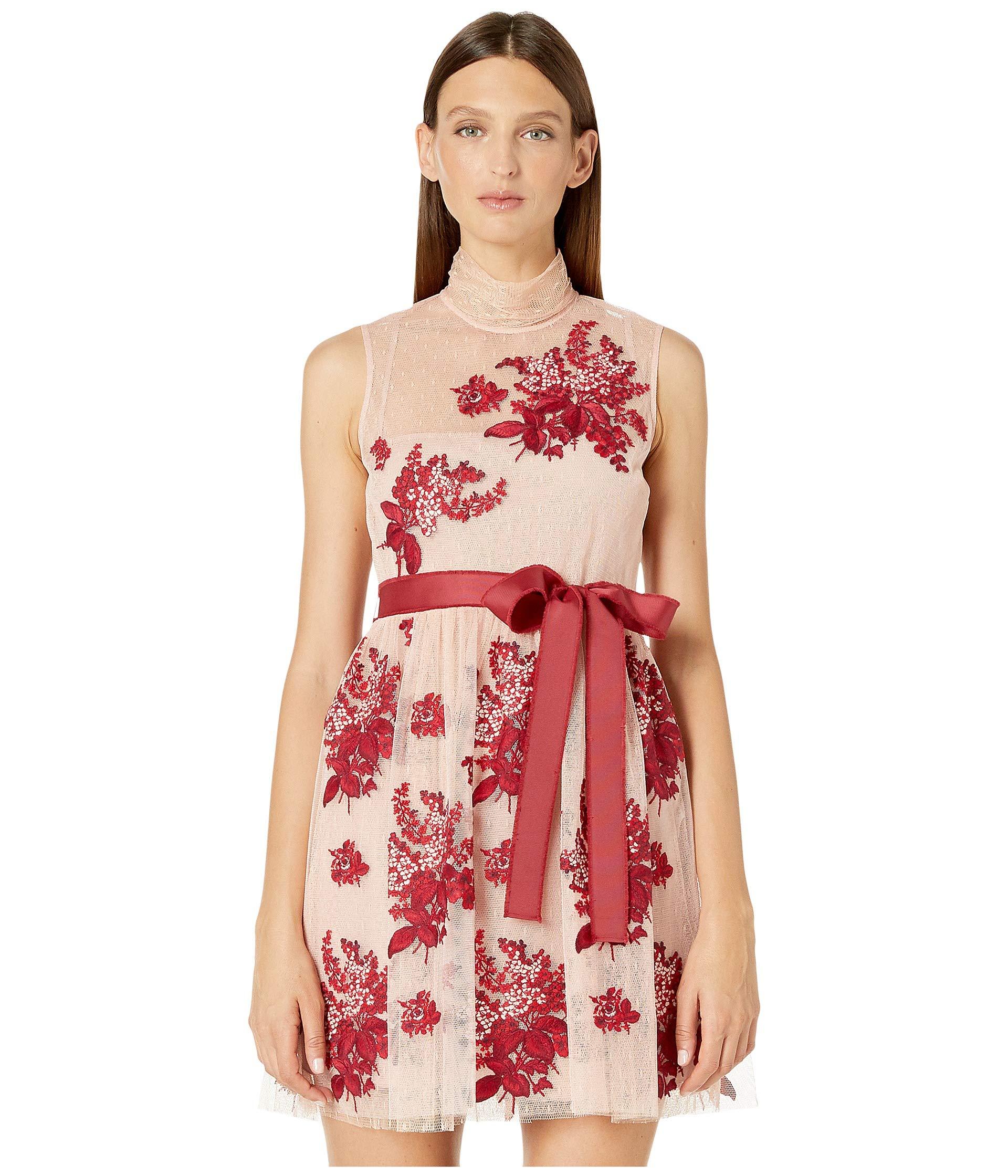 Red Valentino Floral Tapestry Embroidery Tulle And Point Desprit