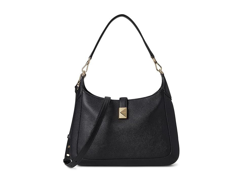 Kate Spade Deco Pebbled Leather Hobo Shoulder Bag in Black | Lyst