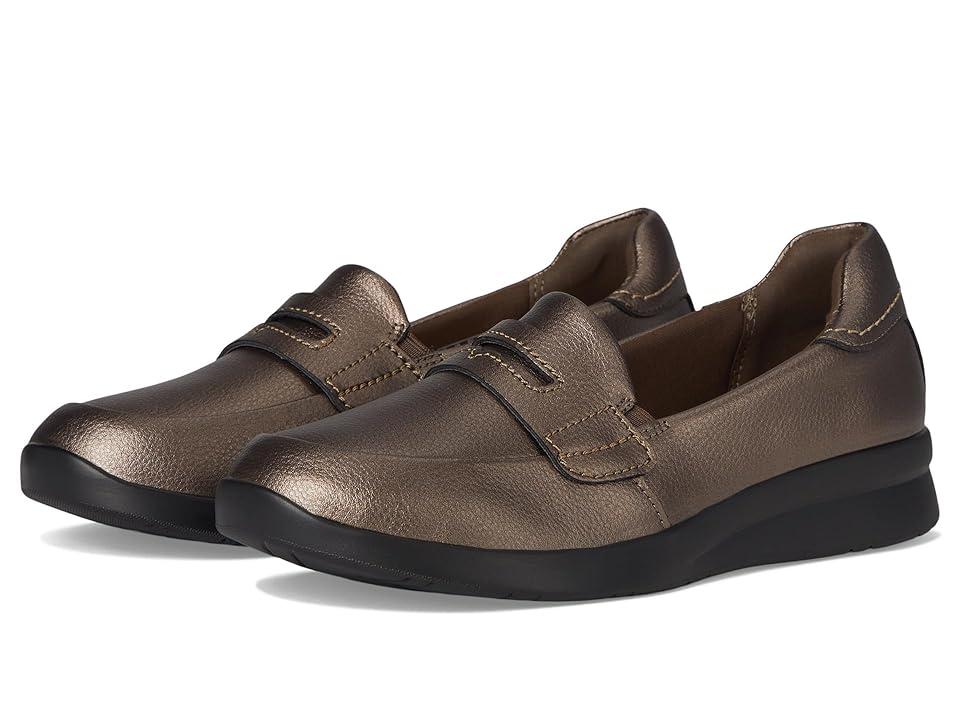 Clarks Ellowyn Penny ( Metallic Leather) Flat Shoes in Brown | Lyst