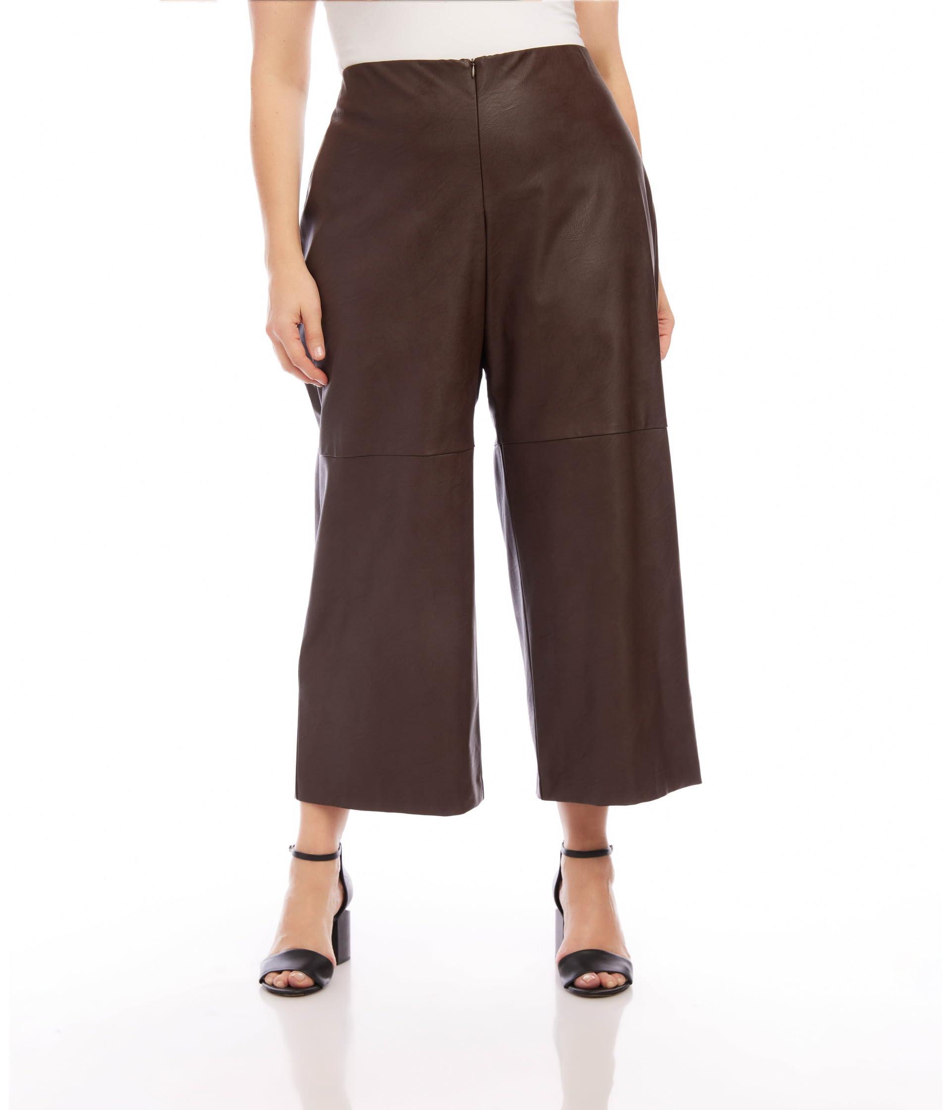 Karen Kane Plus Size Cropped Vegan Leather Pants in Brown | Lyst Karen Kane Plus Size Cropped Vegan Leather Pants in Brown | Lyst